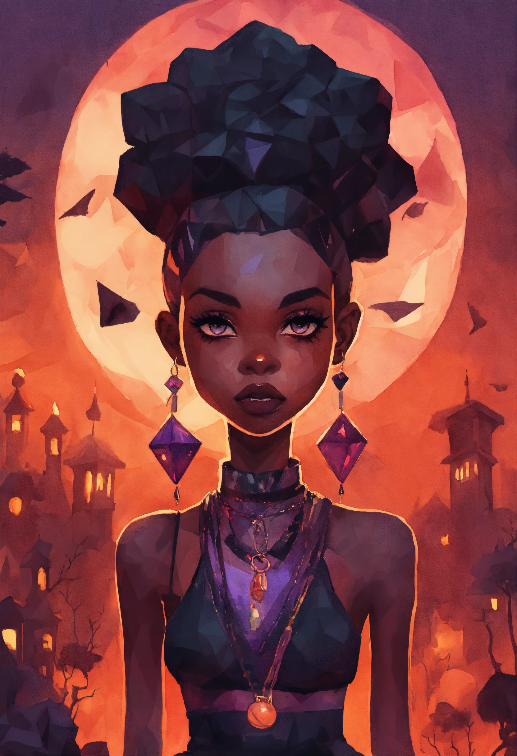 Lexica - CARTOON, ILLUSTRATION, AFRICAN AMERICAN SPOOKY GOTH GIRL ...