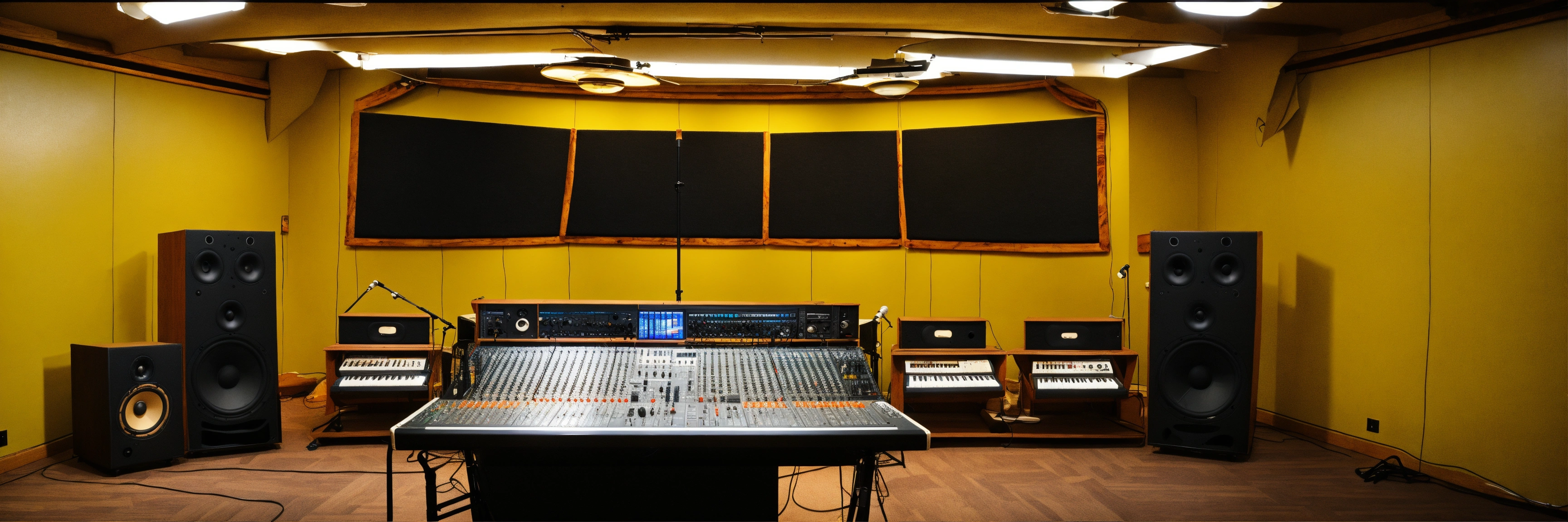 Lexica - A 70s style music recording studio. The walls of the studio ...