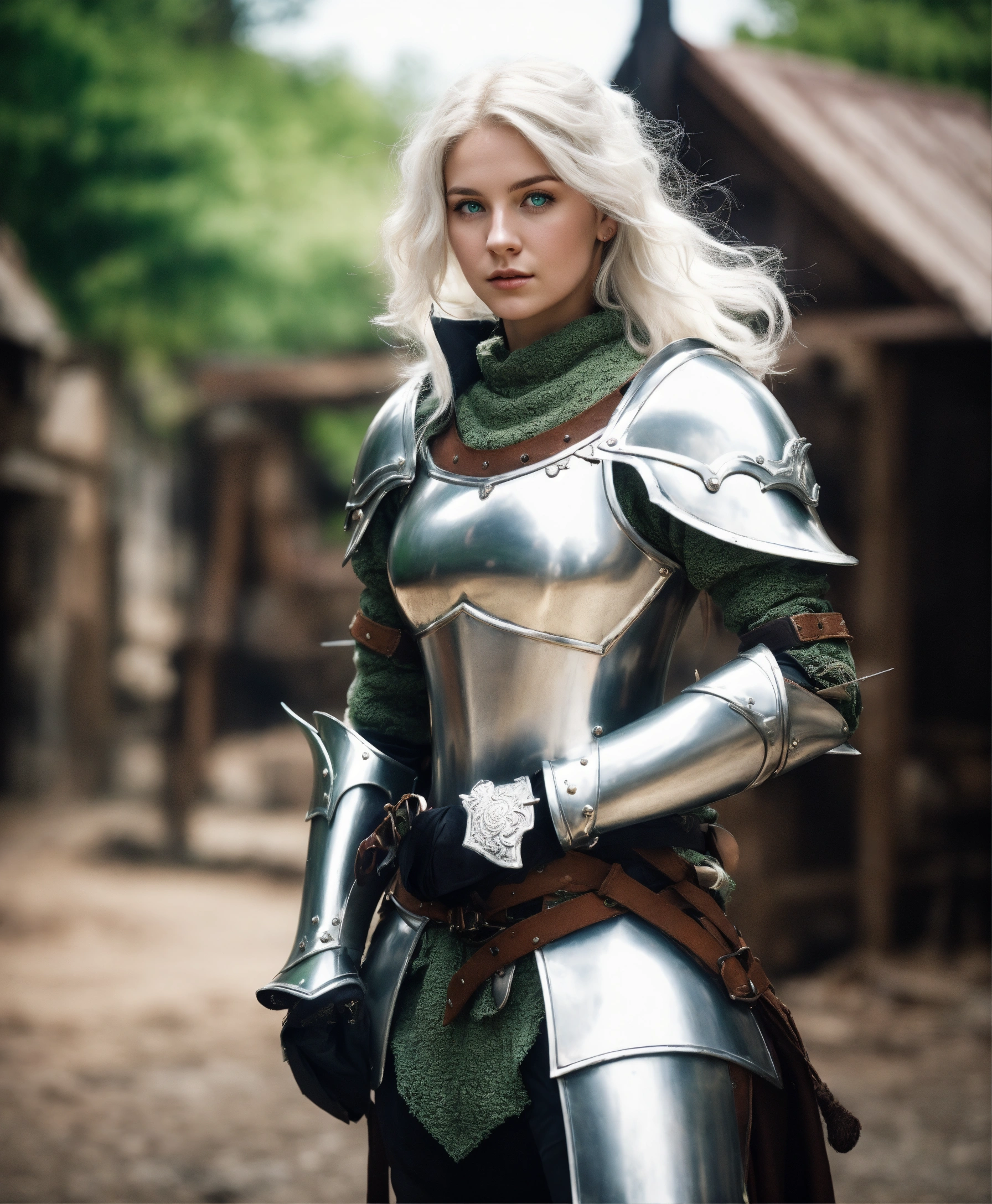 Lexica - A fantasy female paladin with white rabbit ears, wavy white ...