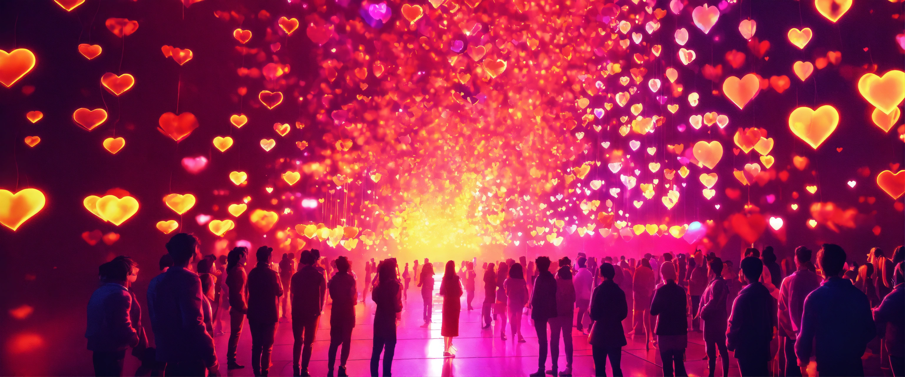 Lexica - "choose love wisely" neon hearts, ambient vibey lighting, with ...