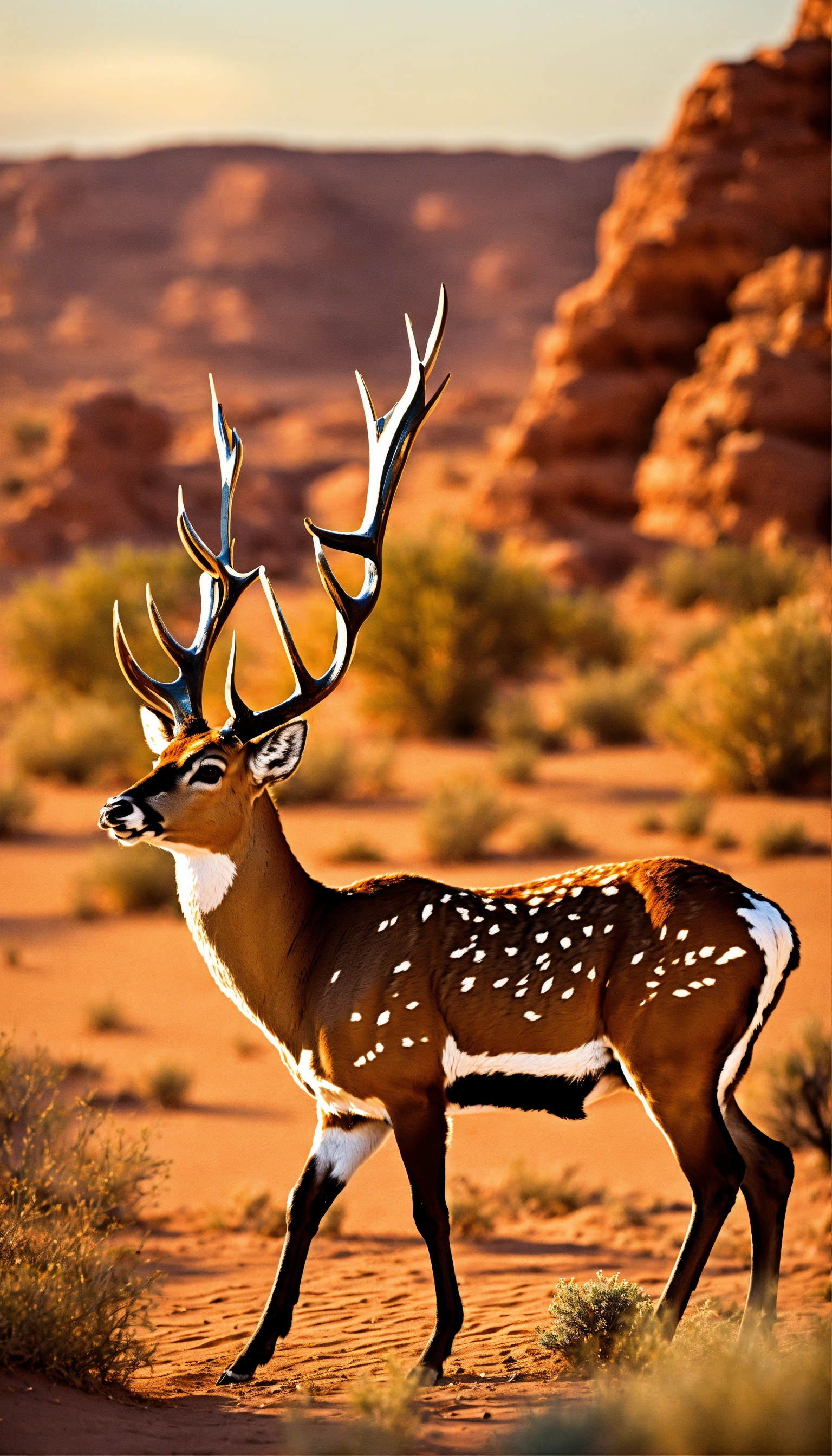 Lexica - Realistic, the flash themmed deer, in the desert, amazing ...
