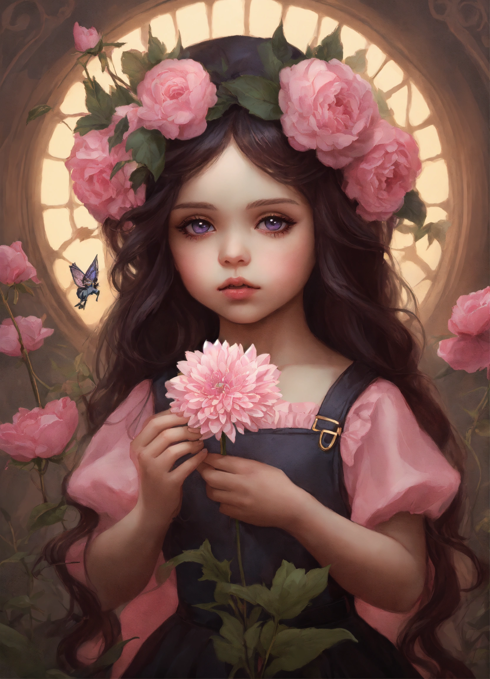 Lexica - Portrait and shot full body of a gothic cute little pink fairy ...