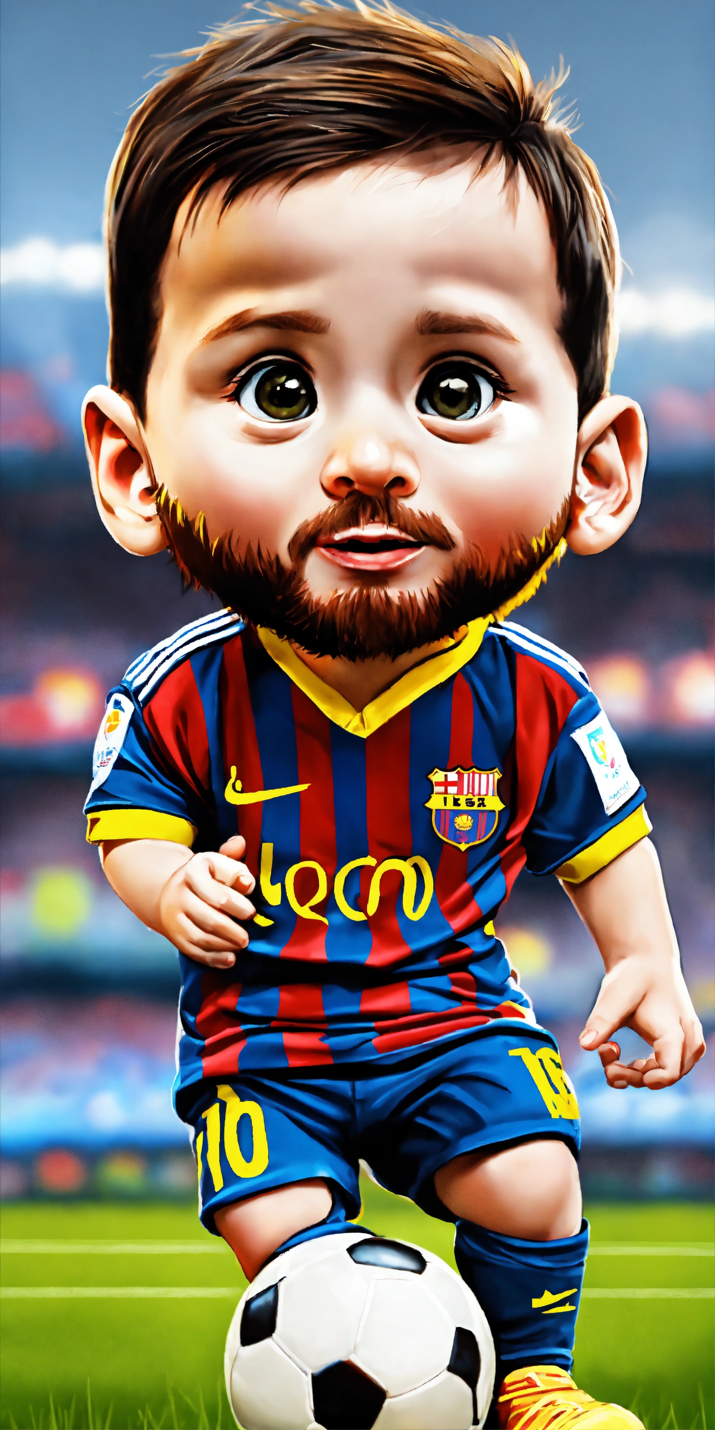 Lexica - Lionel Messi cute baby cartoon realist big eyes