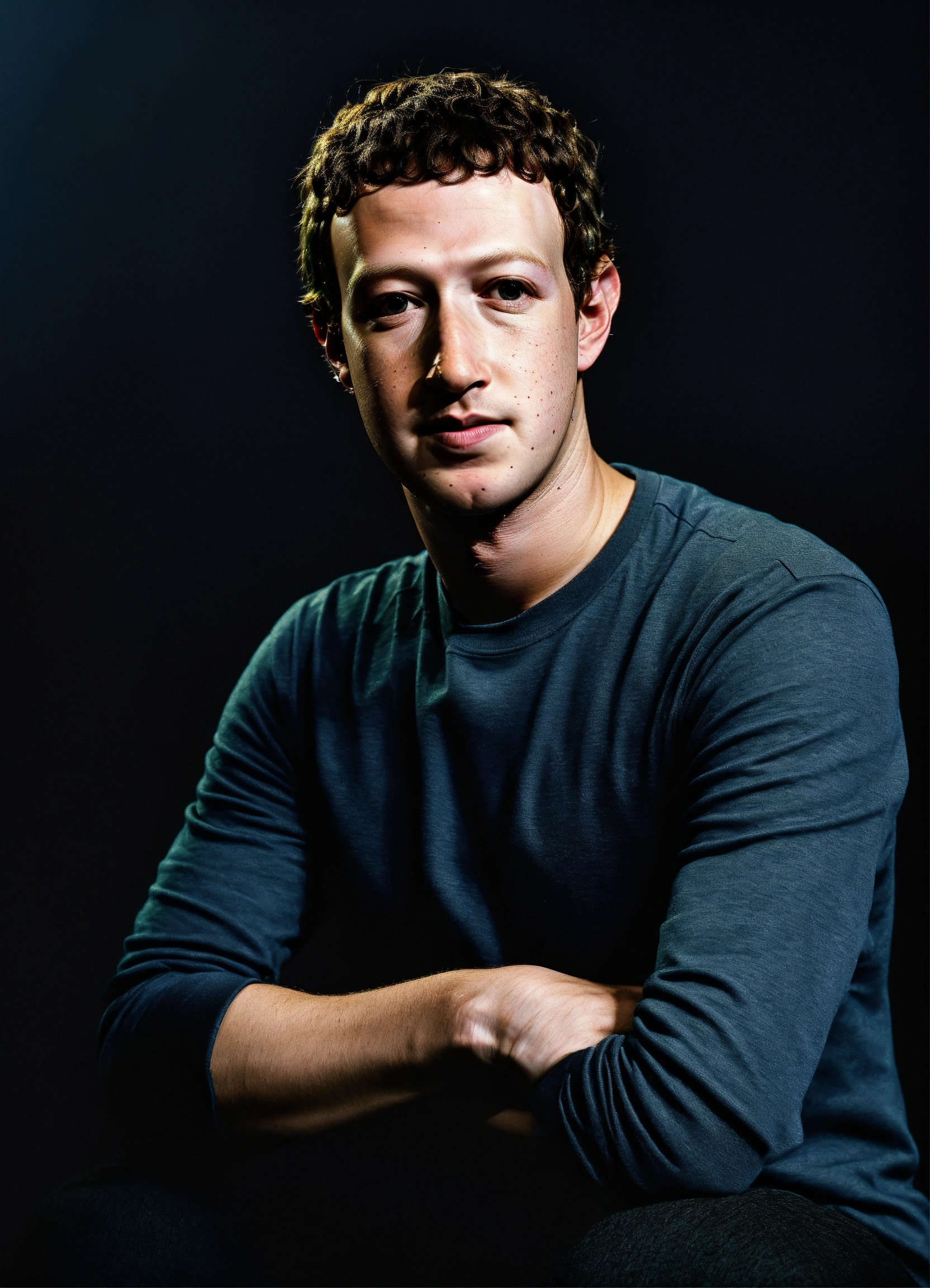 Lexica - Mark Zuckerberg, black background, evil.