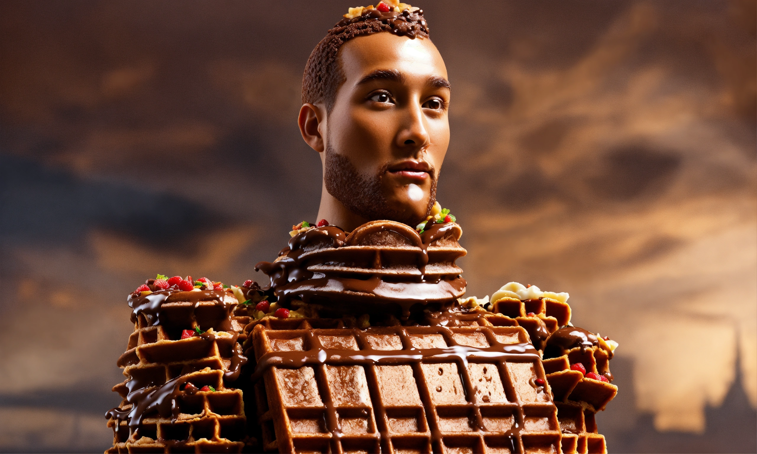 Lexica - A belgian waffle human with chocolate, extremely detailed