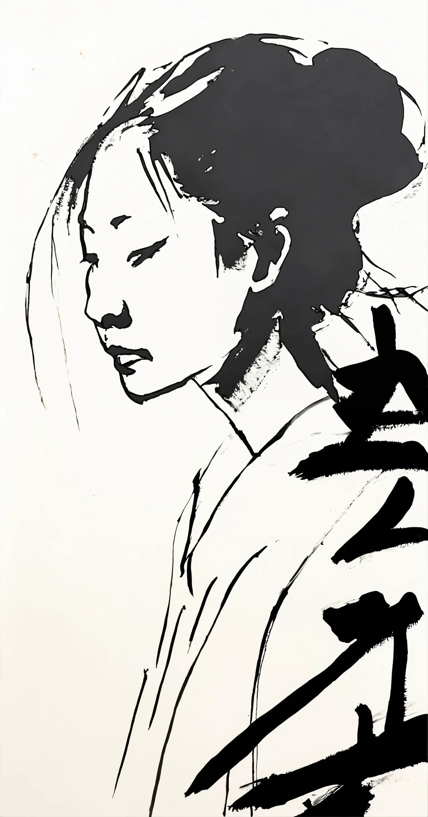 Lexica - Single line Sumi-e (墨絵) painting, minimalistic single line ...