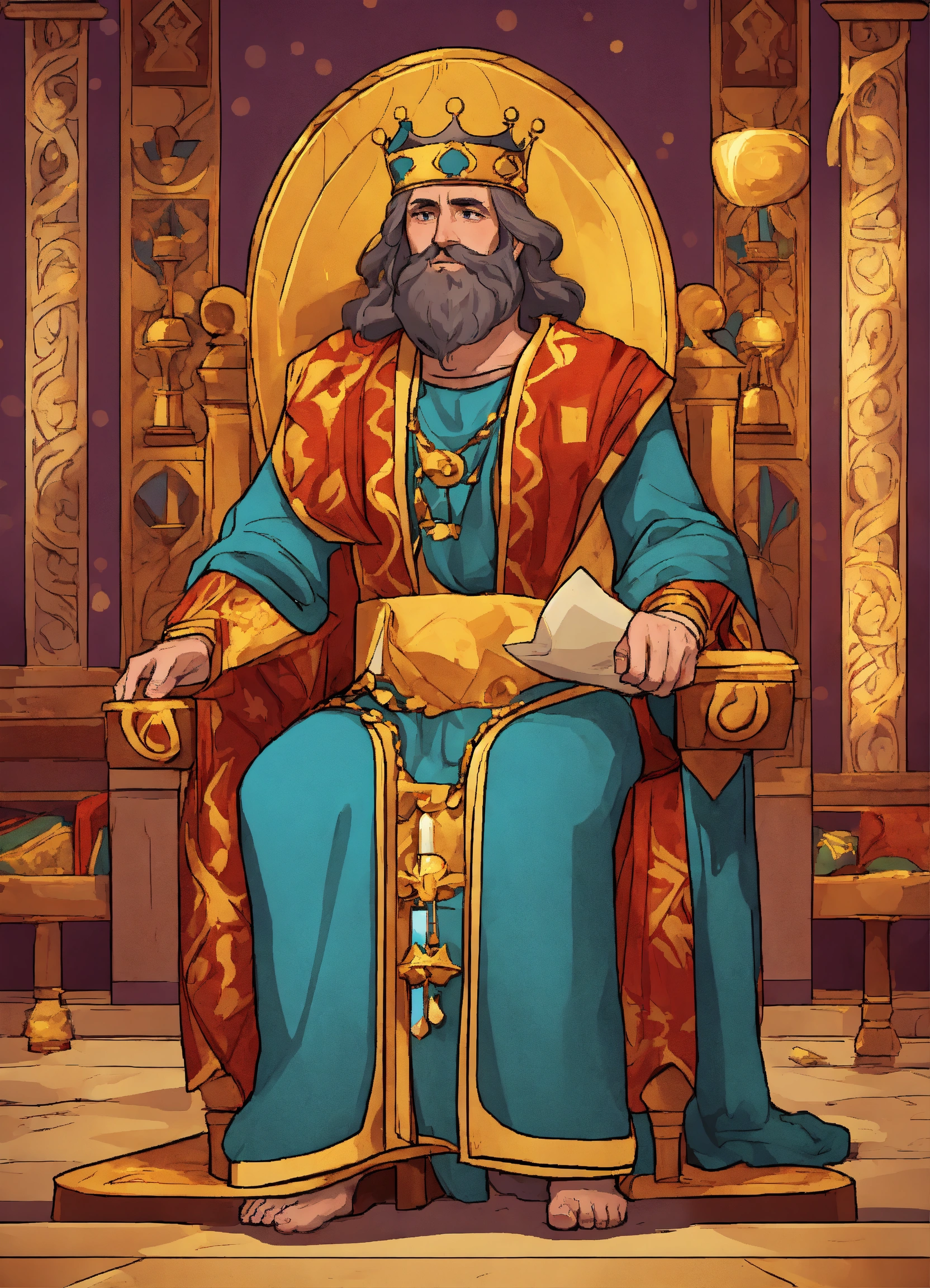 Lexica - King solomon from the bible, 2d cartoon