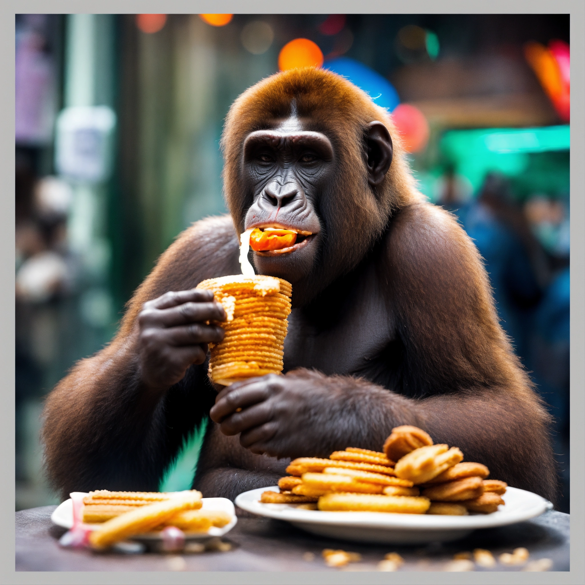 Lexica - Futuristic ape eating churros