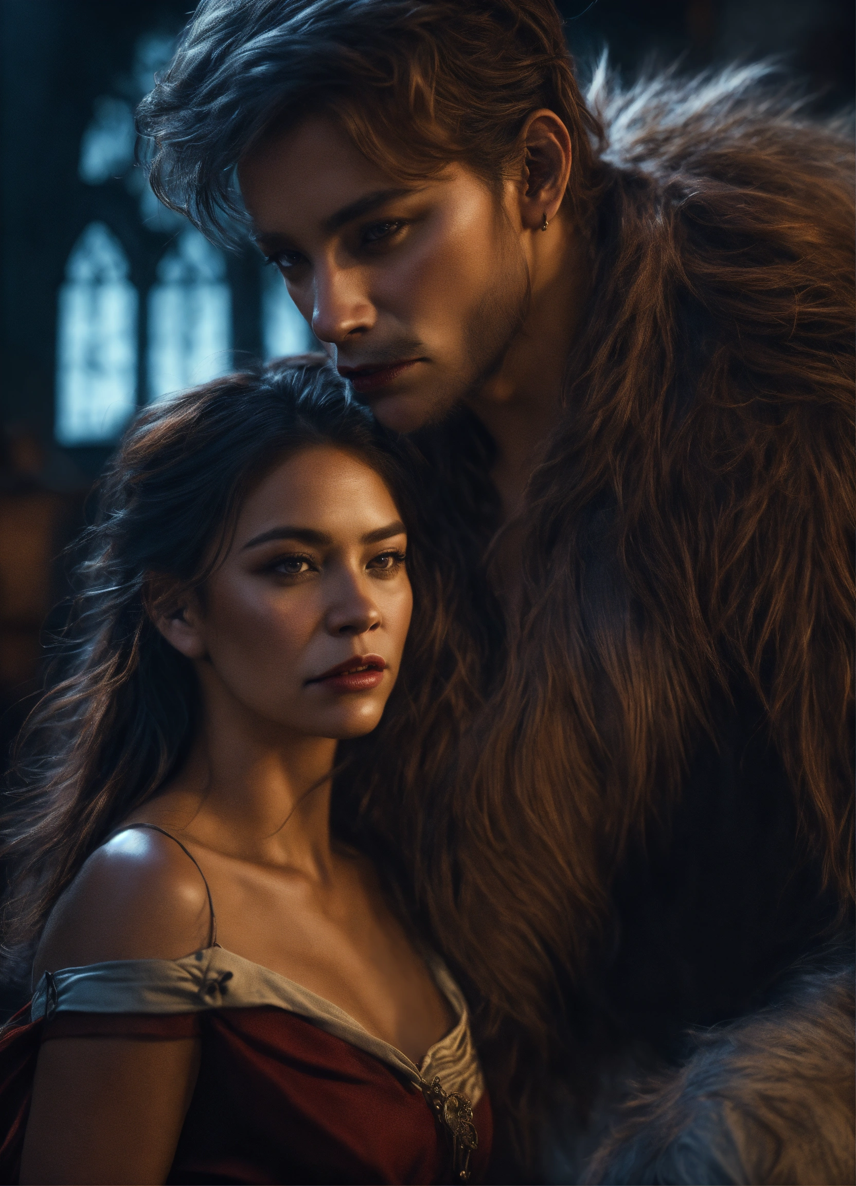 Lexica - Beautiful girl and handsome man in werewolf academy, mystic ...