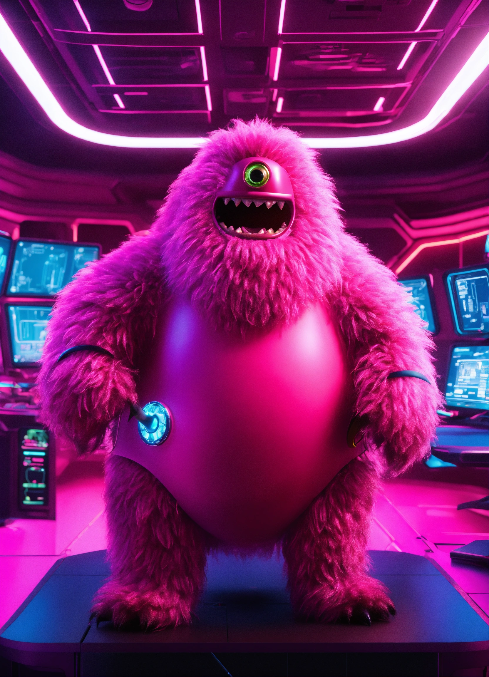 Lexica - Fun loving, hairy, pear shaped, pink, monster is standing with ...