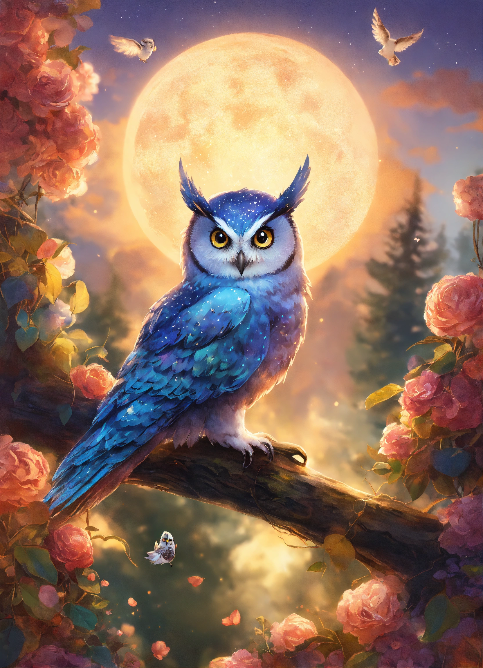 Lexica - Luna the owl, eager to soar, In her class, Celestia the owl, a ...