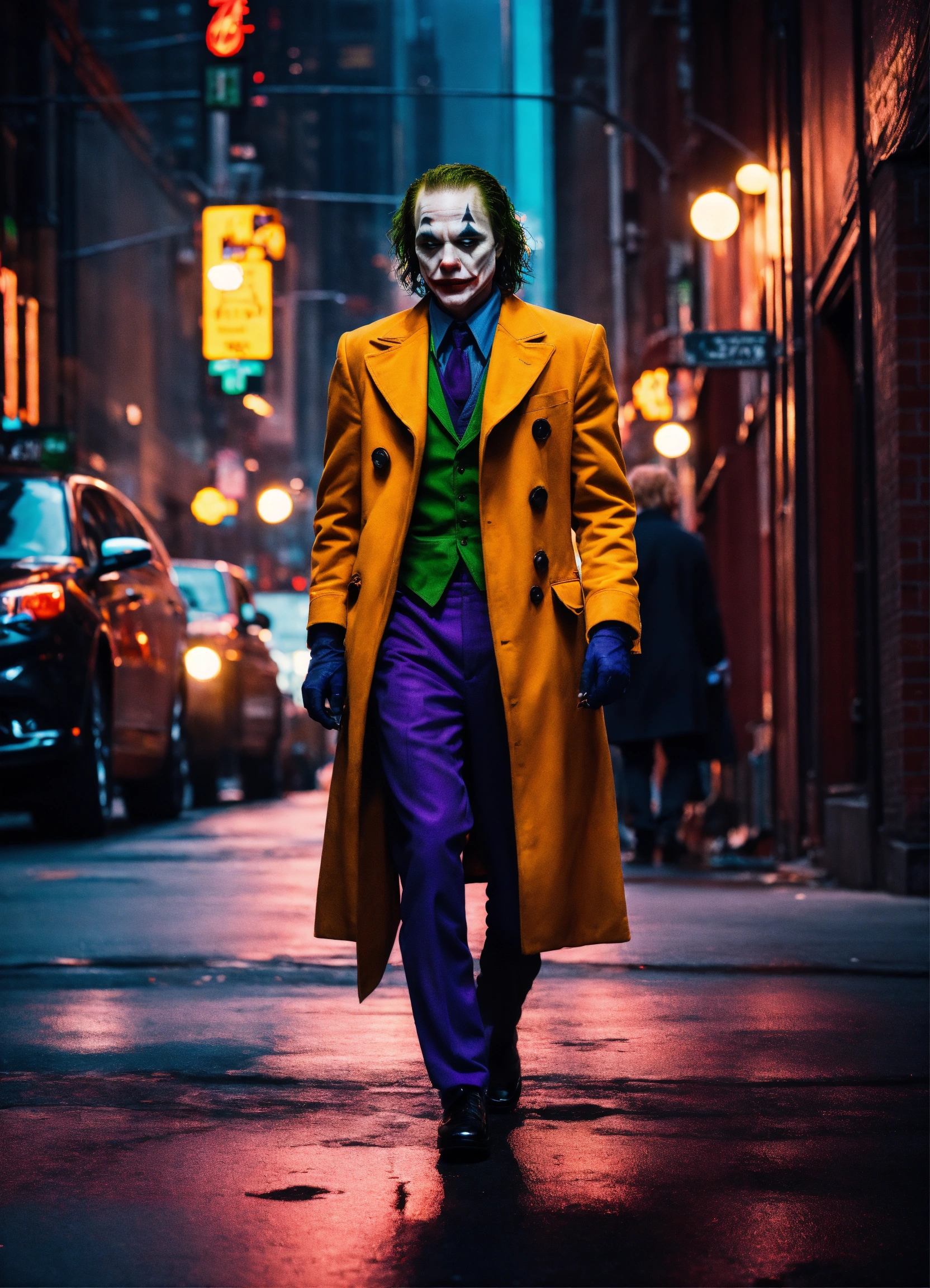 Lexica - The joker walking through streets of new york, stunning photo ...