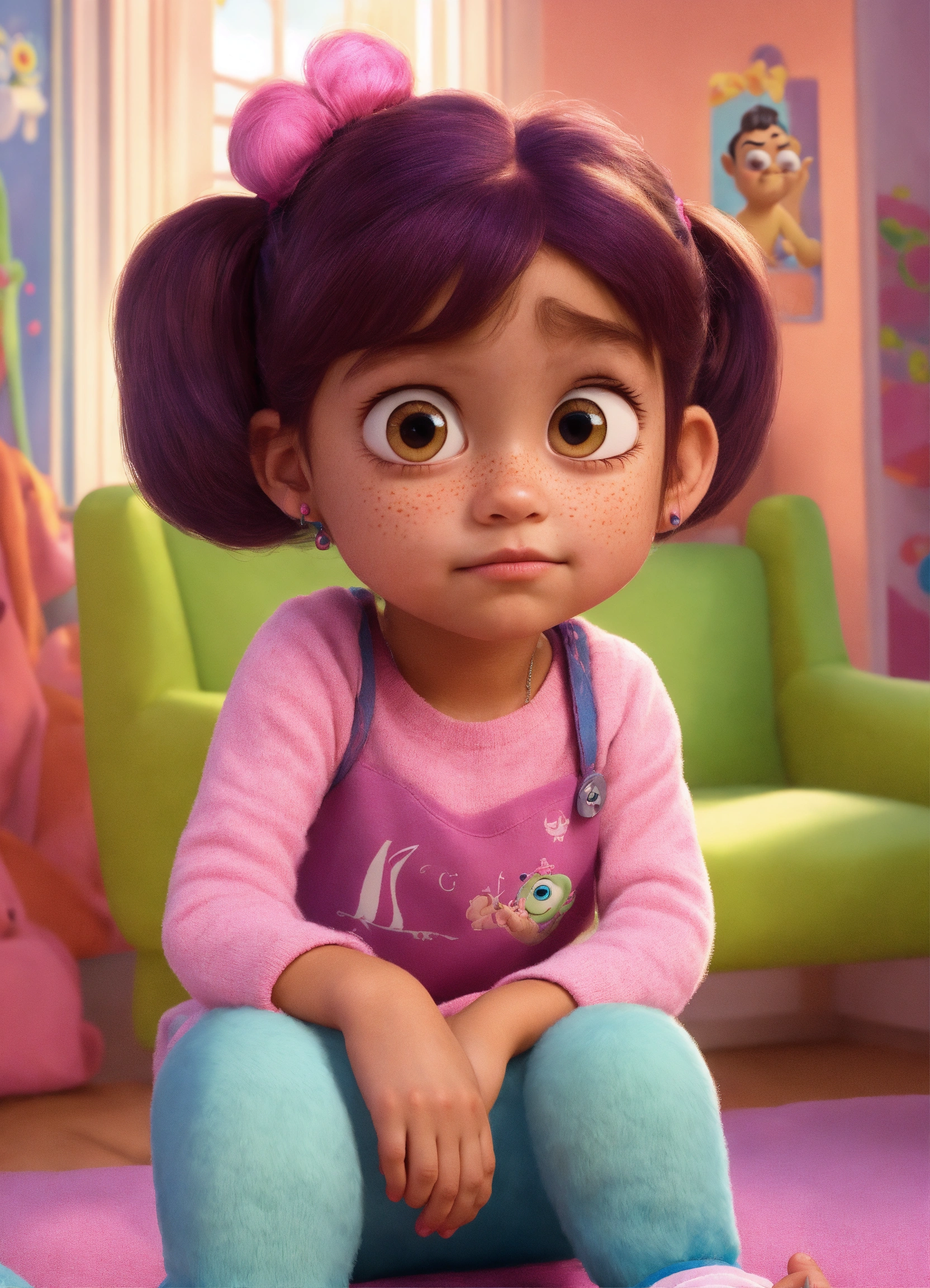 Lexica - Pensive little girl Mary Gibbs Boo wearing pink and two ...