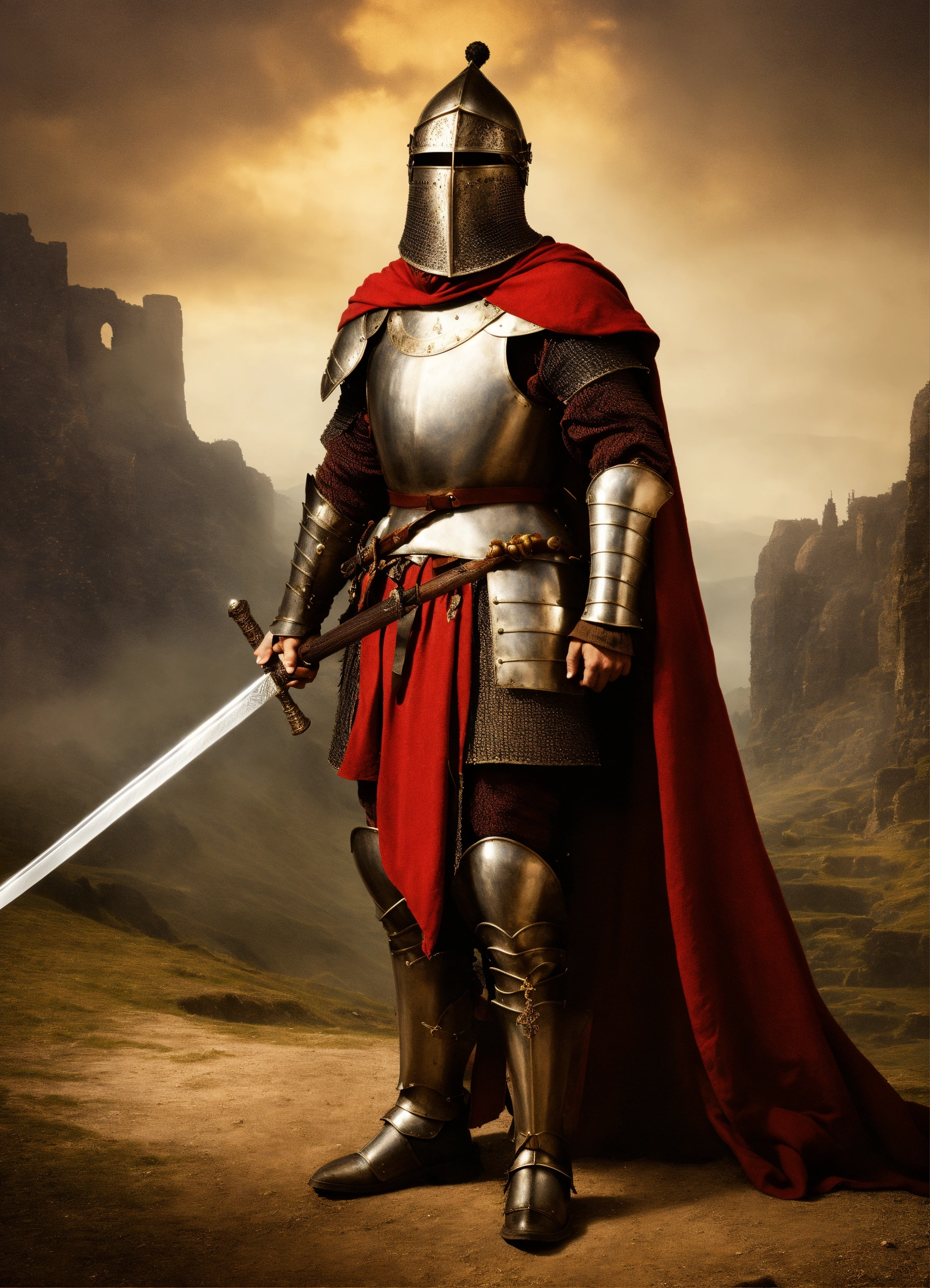 Lexica - An image of a medieval warrior in armor, holding a sword.