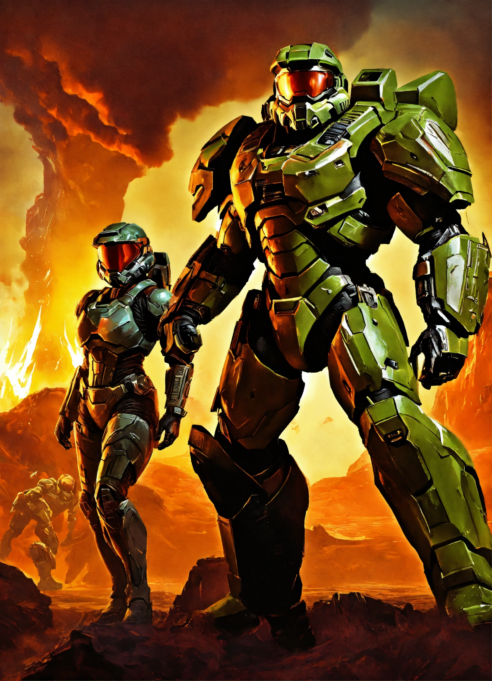 Lexica - Doom slayer and master chief,doom, side by side, fighting ...