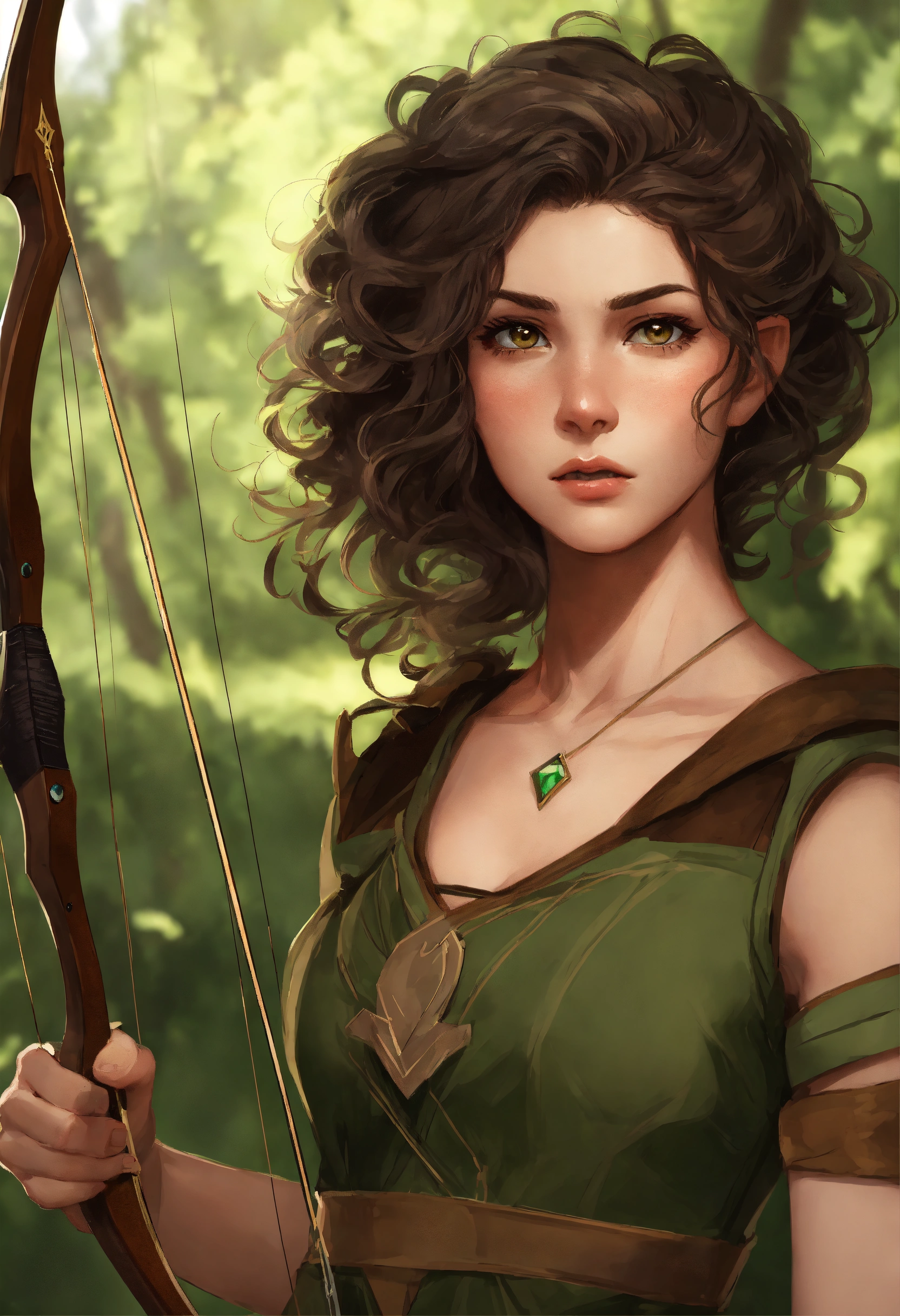 Lexica - Character art of a 24-year-old female wood elf, curly hair ...