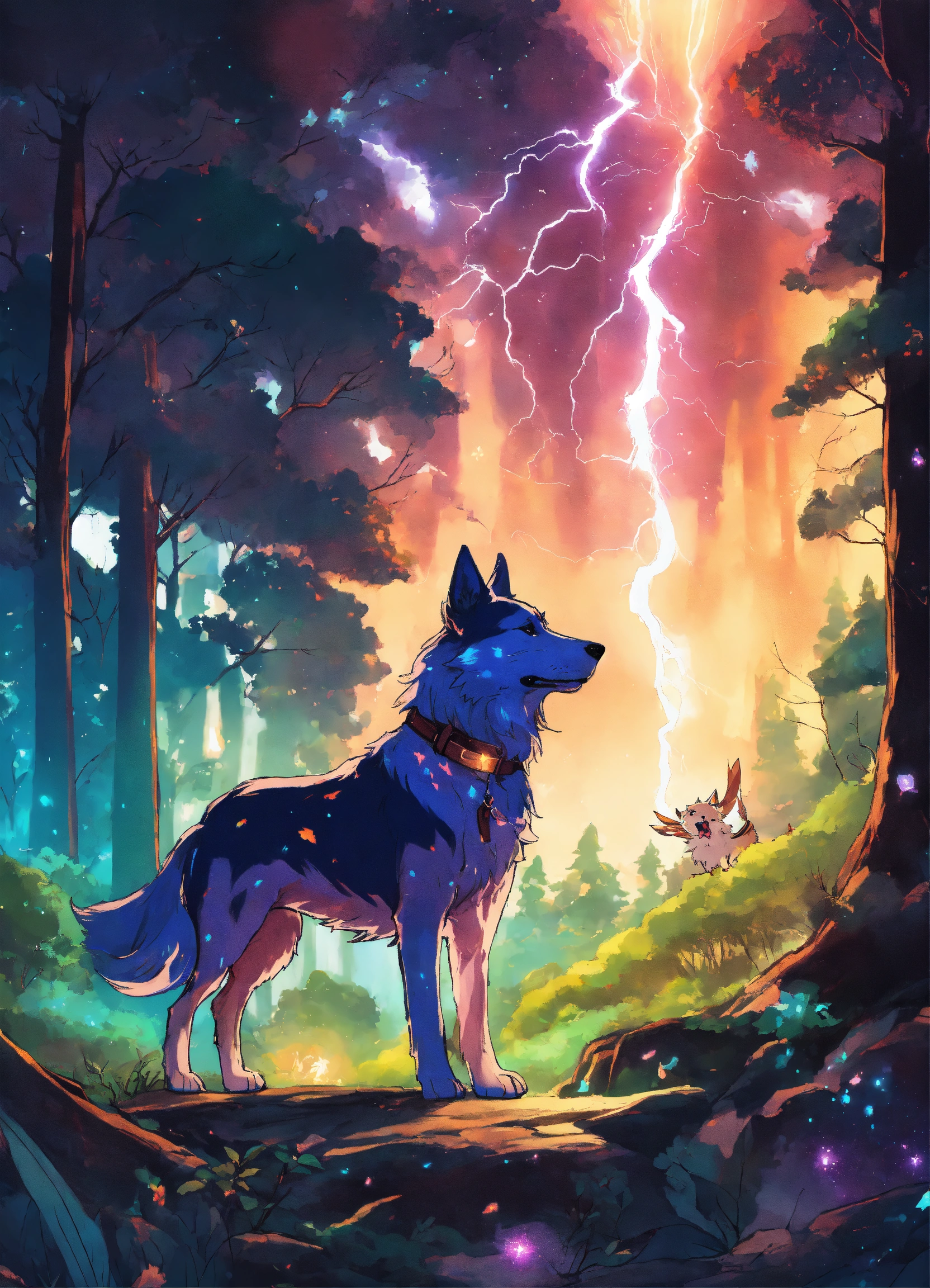 Lexica - Epic cosmic dog, howling, lightning aura, Mexican simbols, in ...