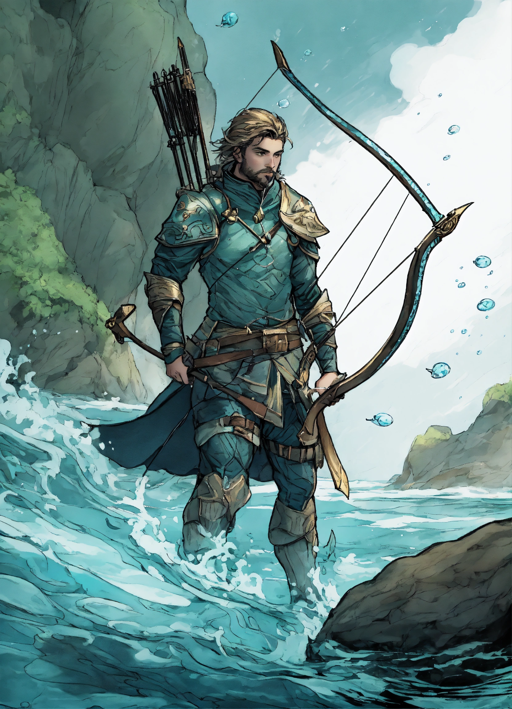 Lexica - Comics illustration, ink, Aquatic Archer is a skilled and ...