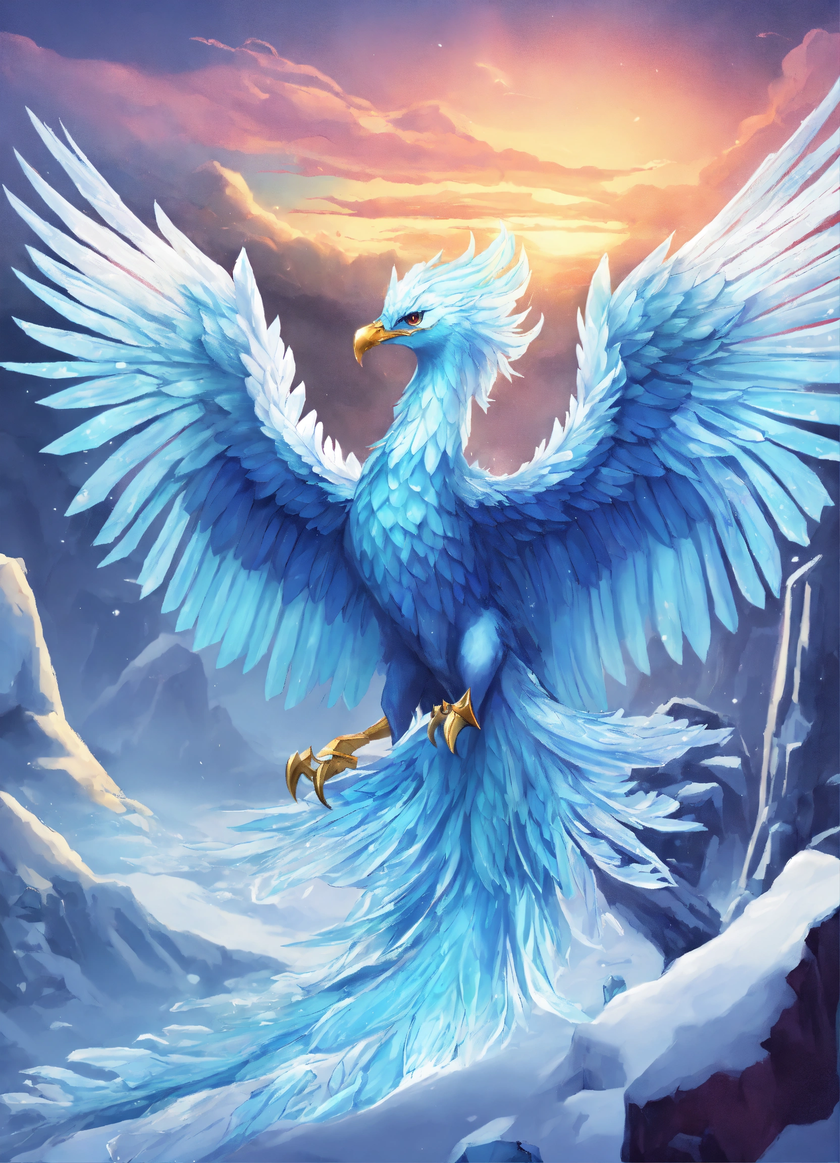 Lexica - A majestic ice phoenix , cartoon art