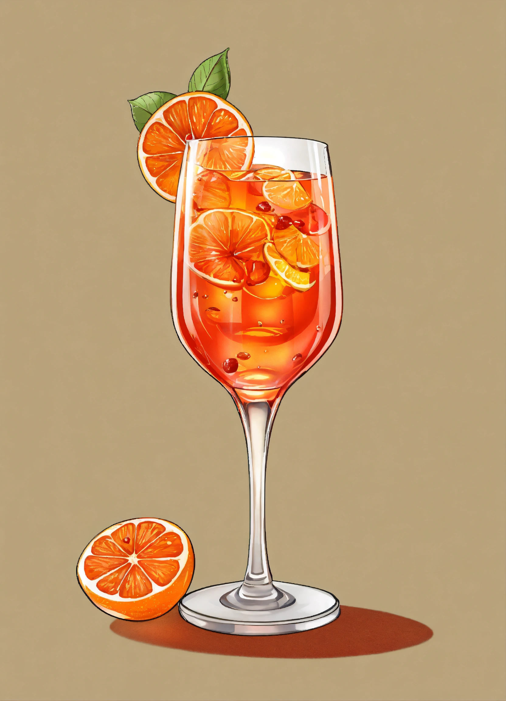 Lexica - CARTOON VECTORIZED REALISTIC APEROL SPRITZ IN WINE GLASS EDGES ...