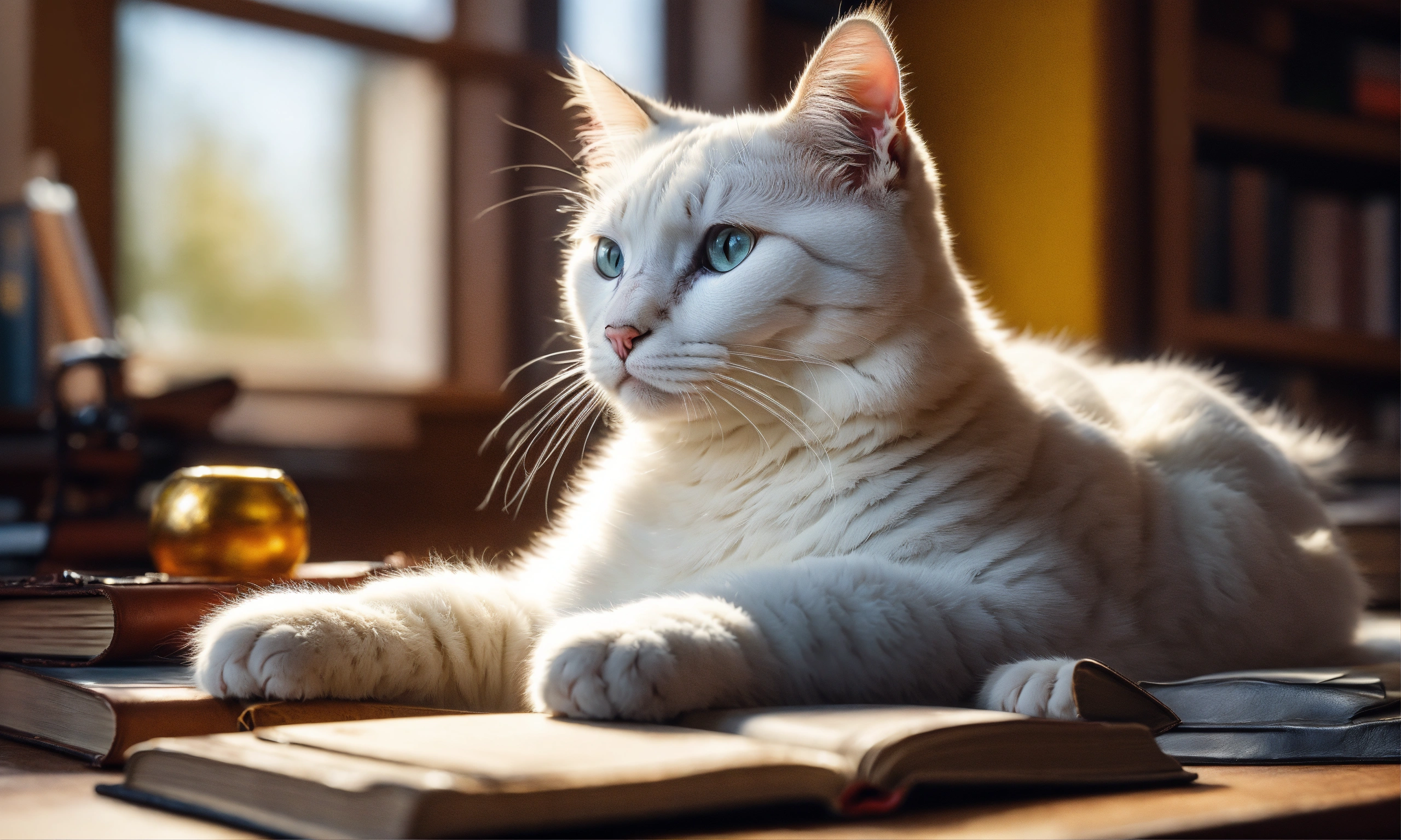 Lexica - Insanly detailed picture of white cat with asymetric Black ...