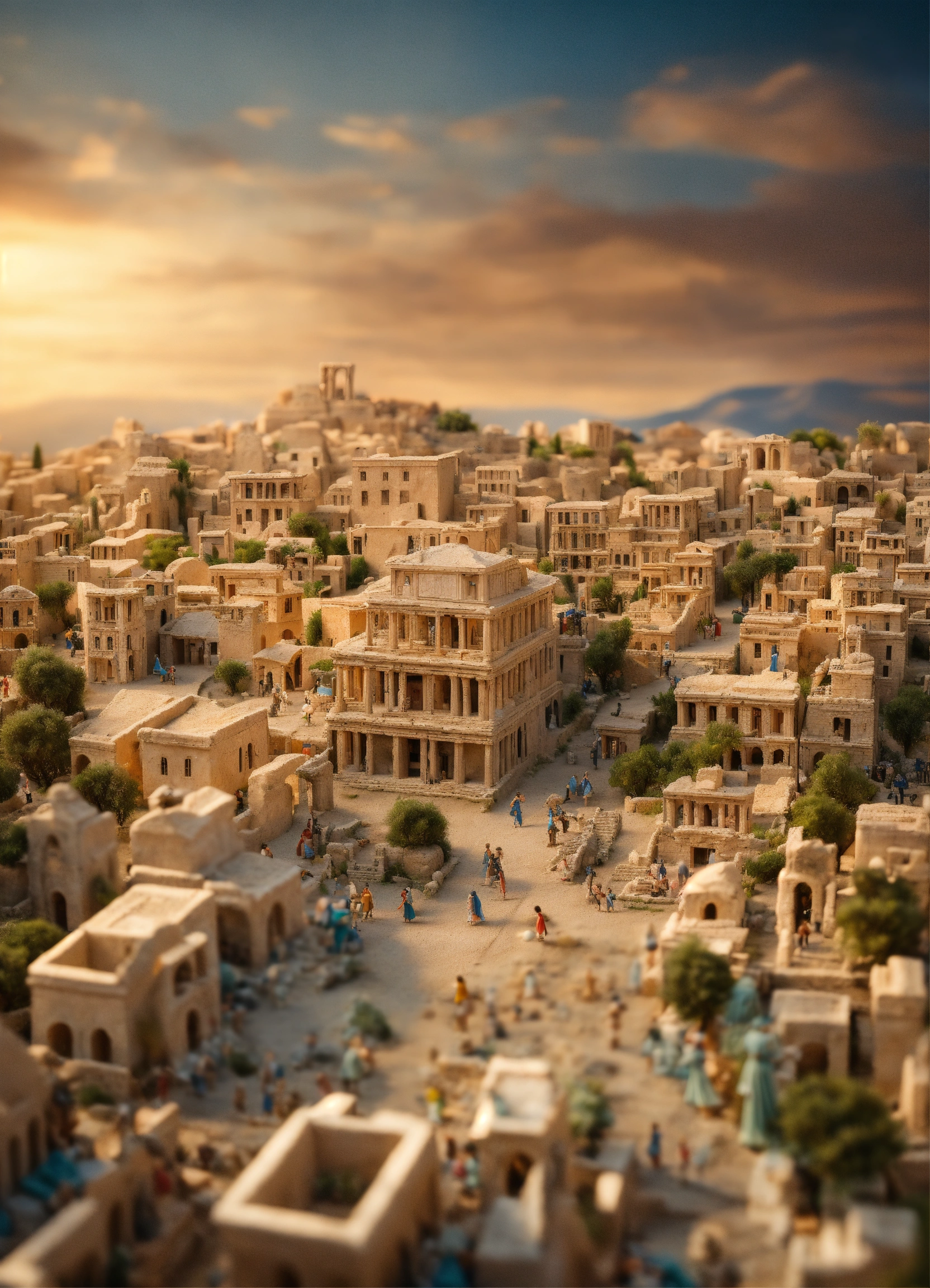 Lexica - An ancient Greek Goddess walks through a tiny model city which ...