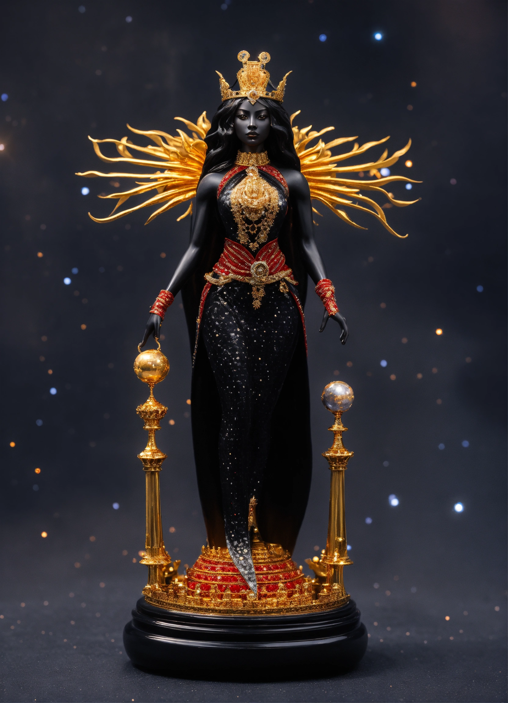 Lexica - Minimalism. Black Solar Queen with long oversized red flowing ...