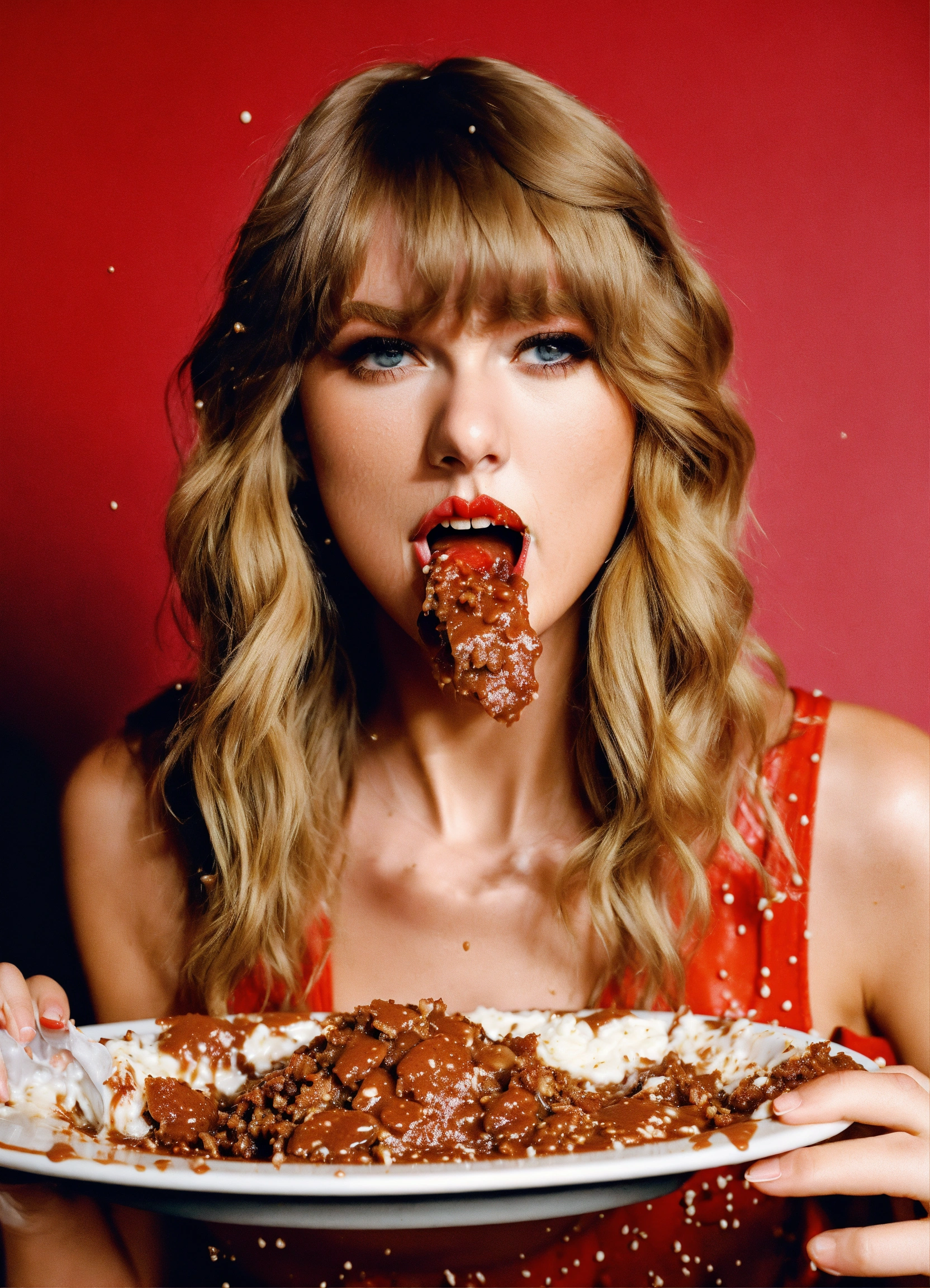 Lexica - Photo realistic shot of taylor swift eating a disgusting pile ...