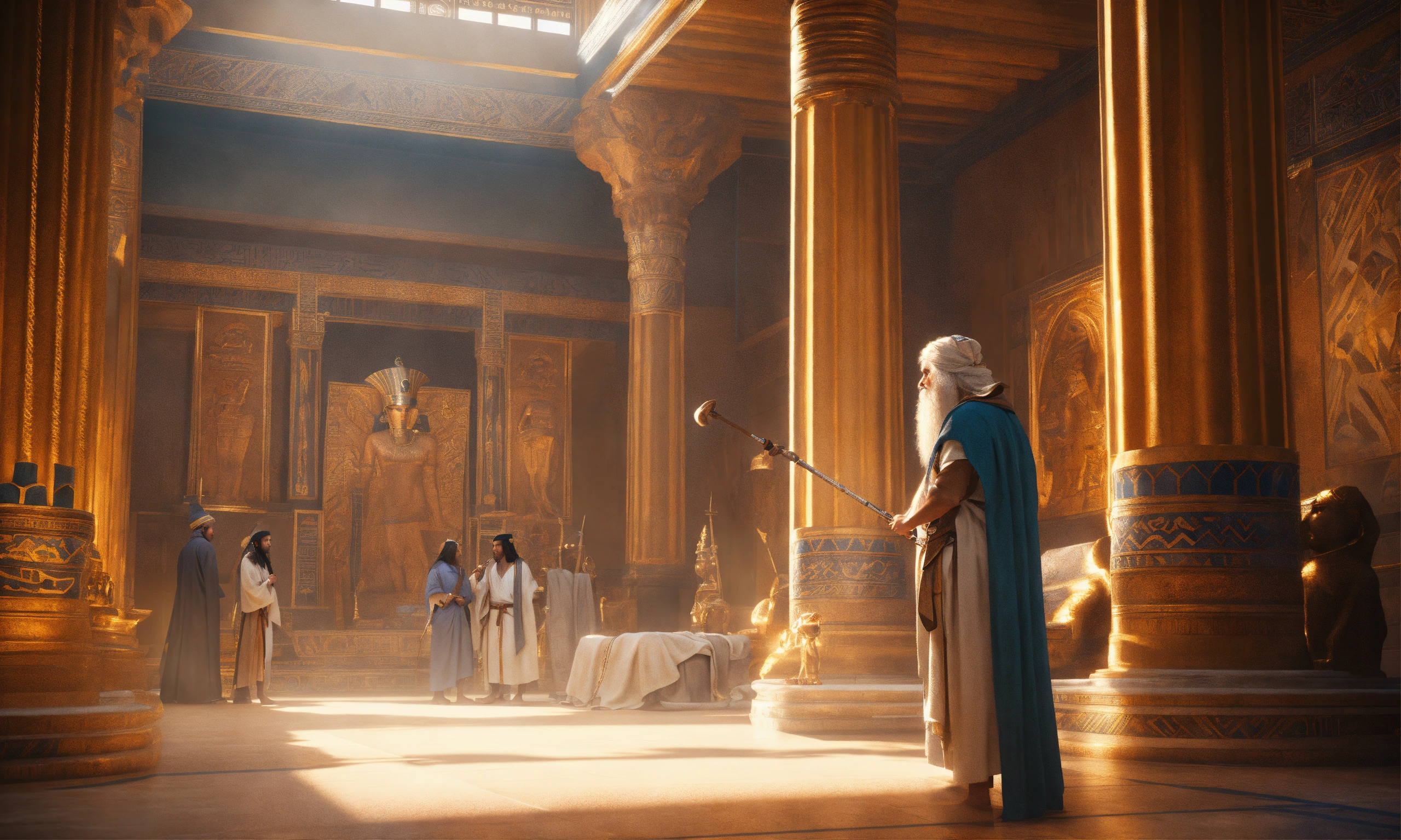 Lexica - Old Moses with his staff, Hebrew robes, talking to Pharaoh ...