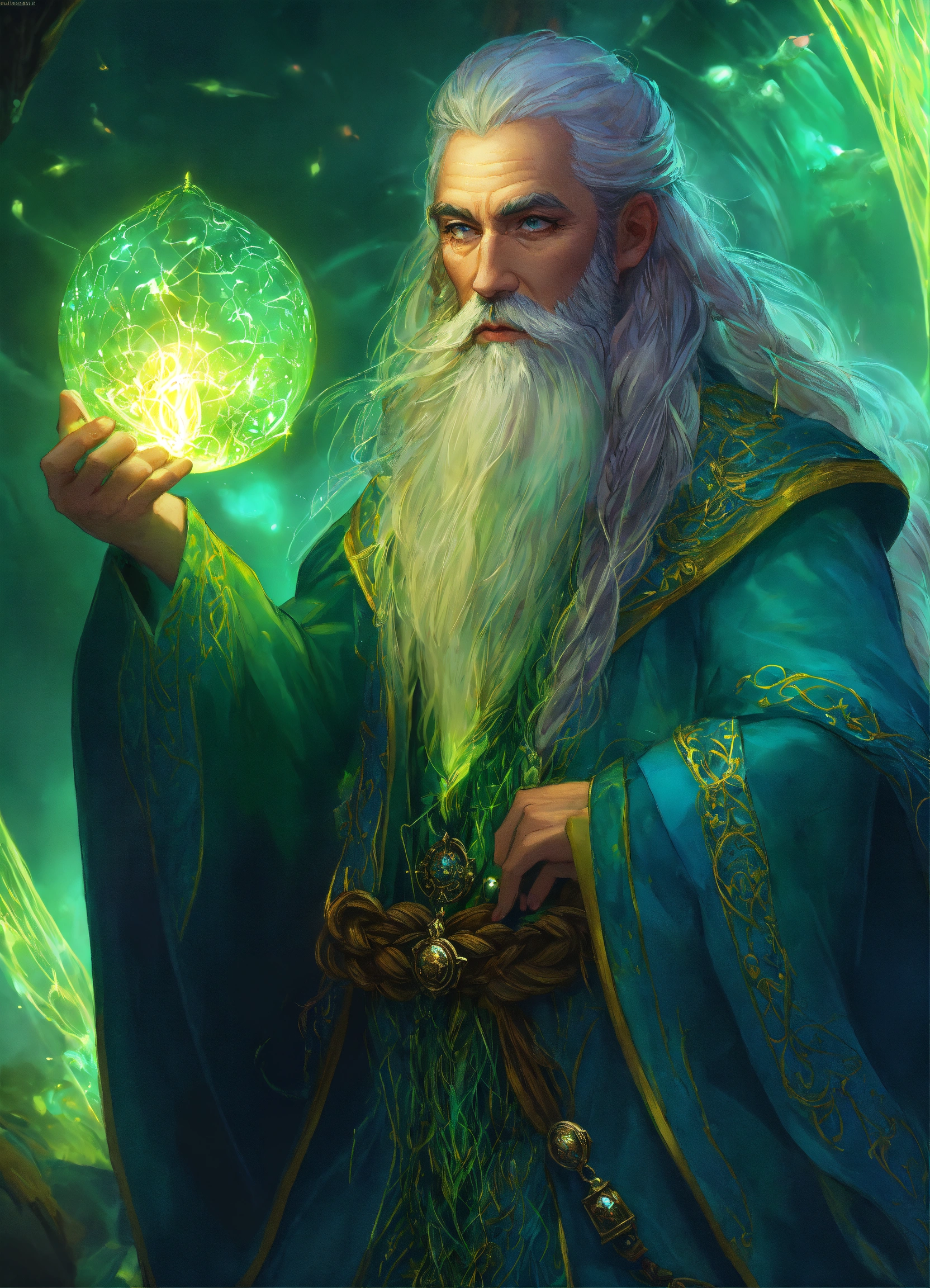 Lexica - Evil wizard, 60 years old, long green beard, thin body, long ...