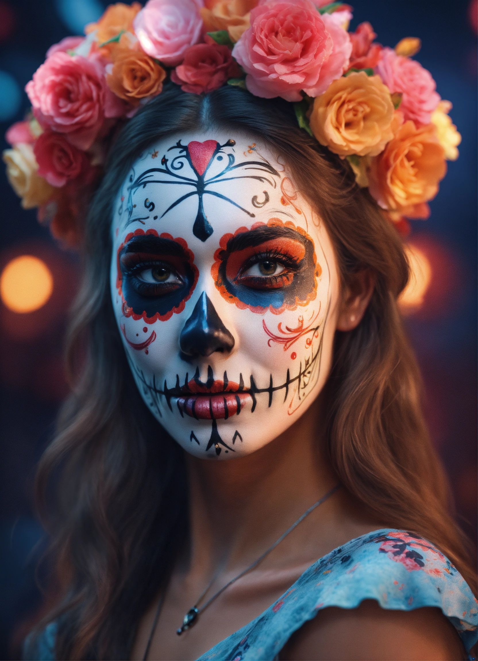 Lexica - A model girl with a calavera face, ultra definition , iper ...