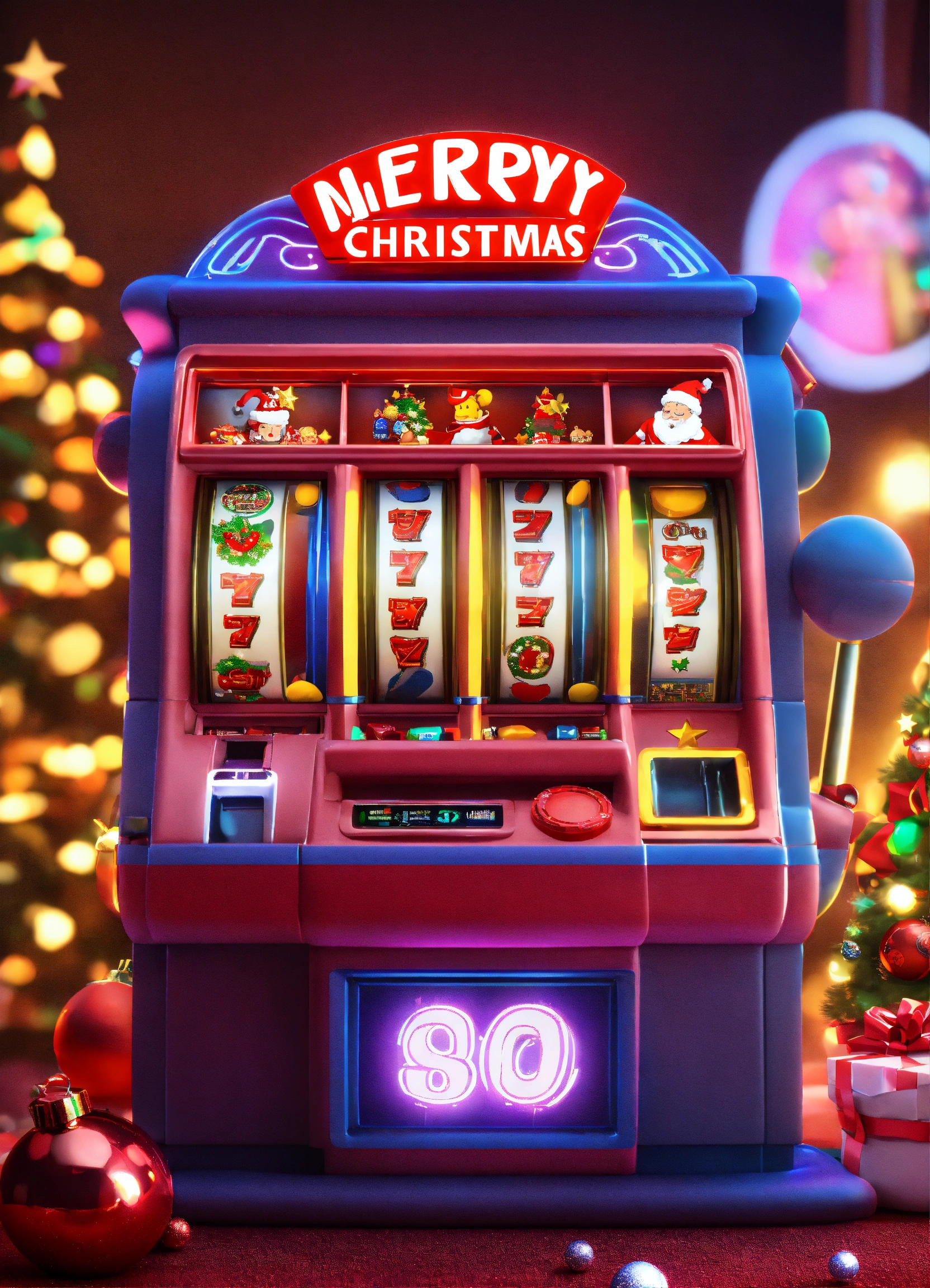 Lexica - 3D CUTIE Q VERSION CHARACTERS, christmas tree and santa claus ...