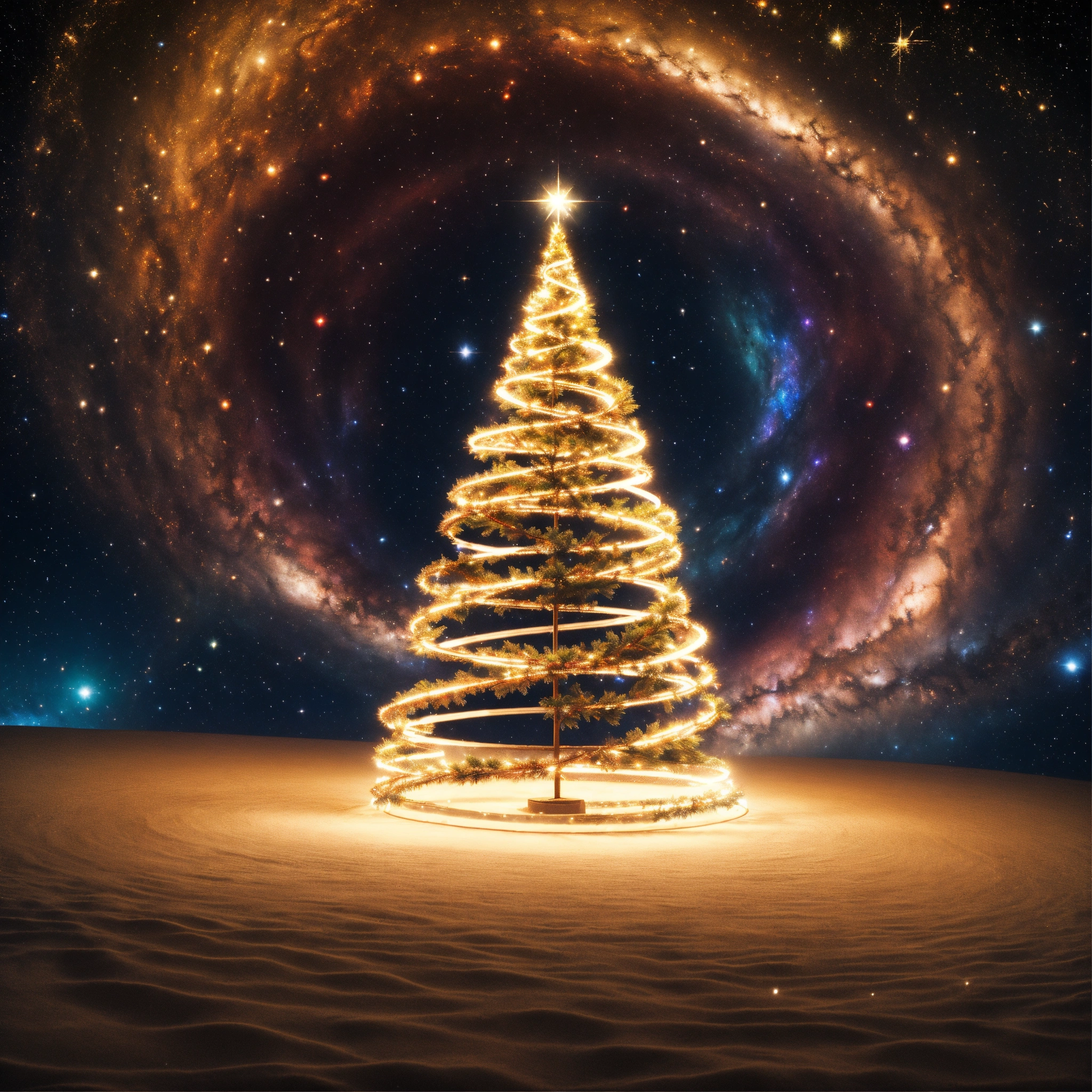 Lexica - Christmas tree , spiral, universe,galaxy, stars,