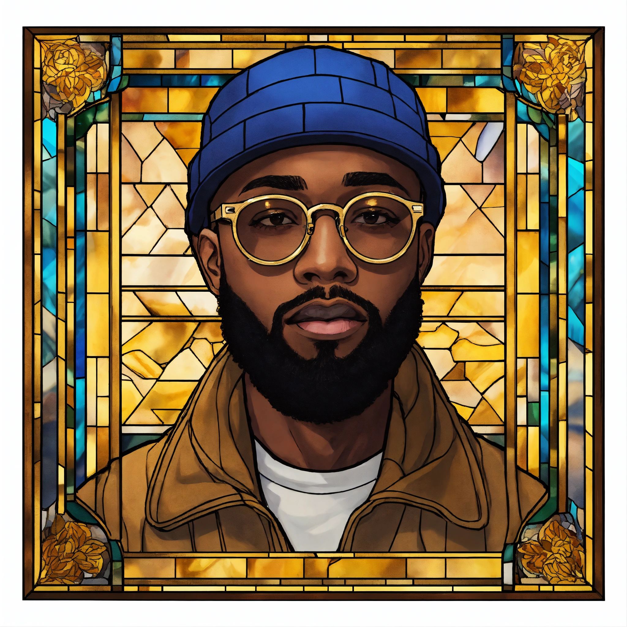 Lexica - HD, 4K, Background is a stained glass with images in the ...