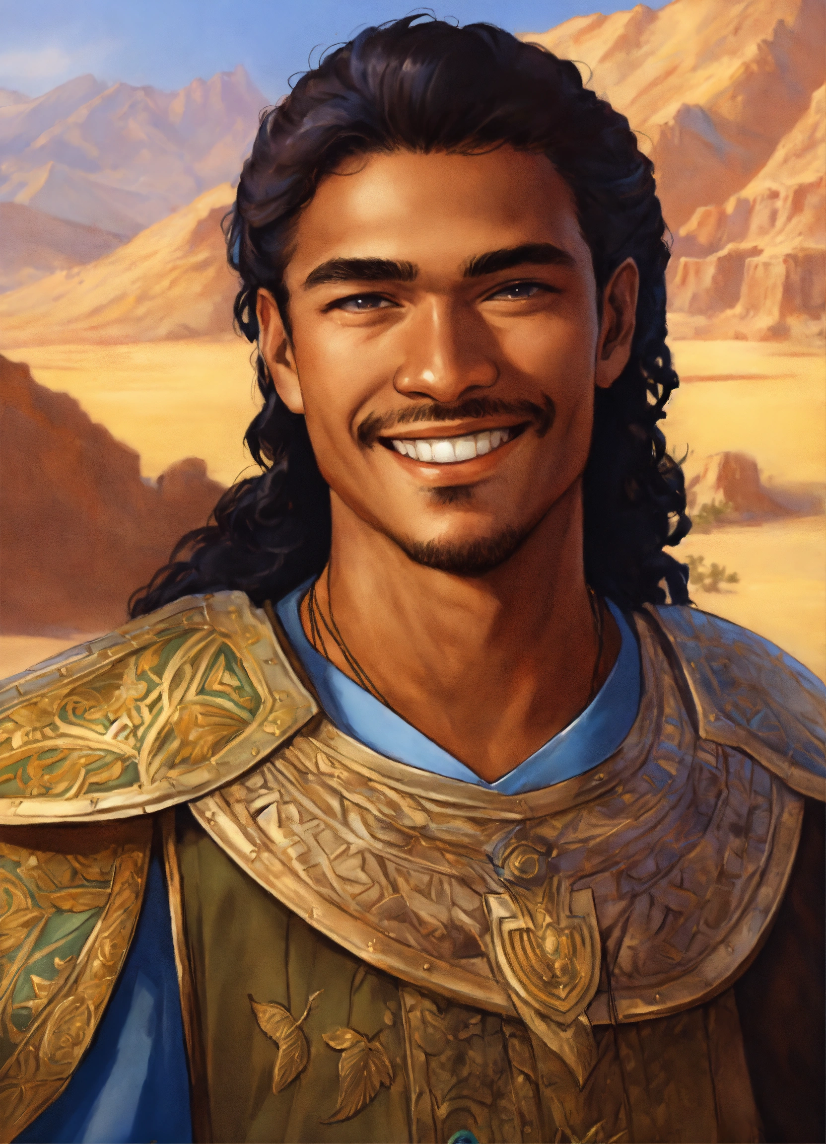 Lexica - Portrait of Polynesian man, age 20, prince, medieval clothing ...