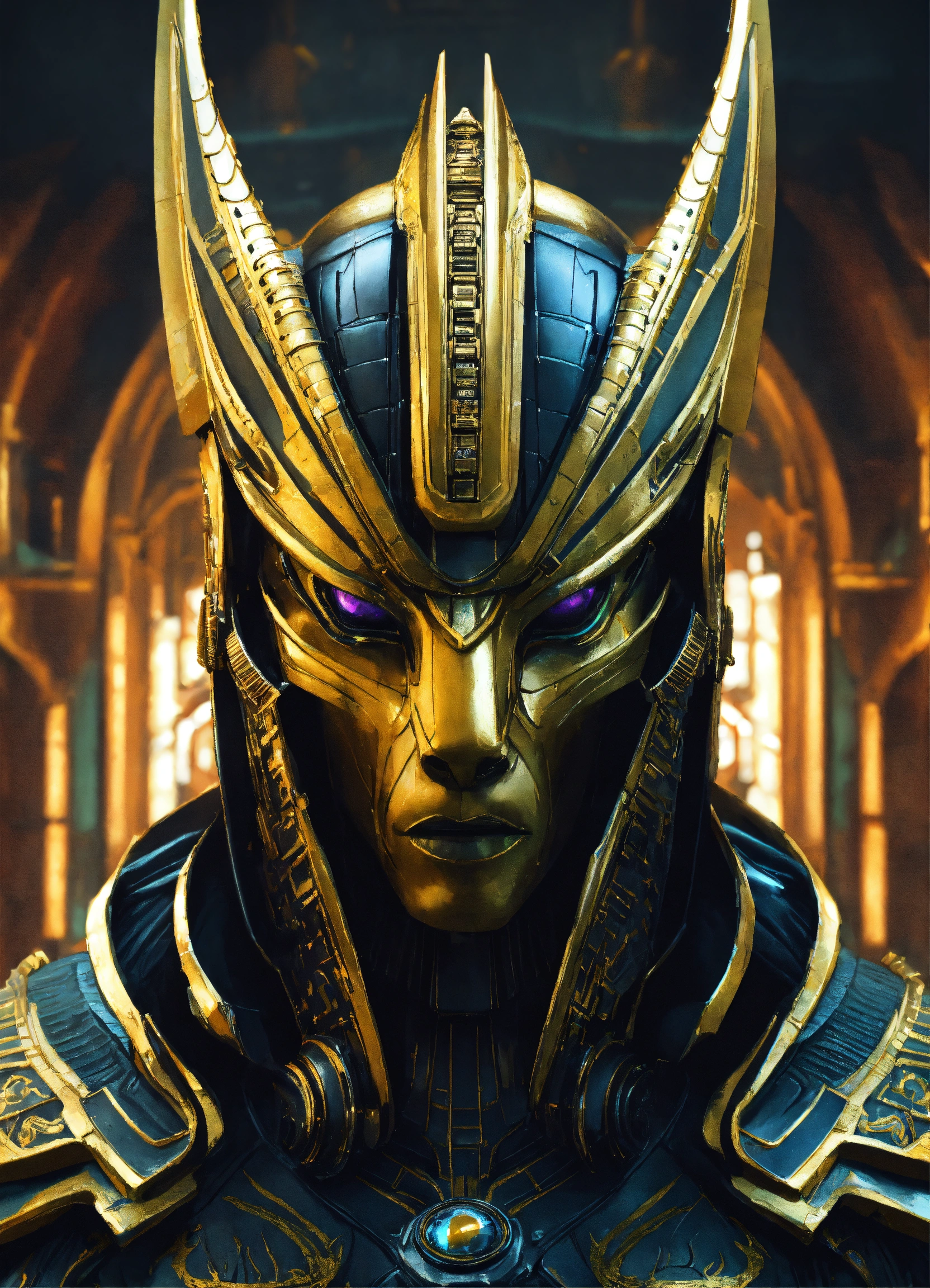 Lexica - A close up of an Anubis wearing a helmet, symmetrical ...
