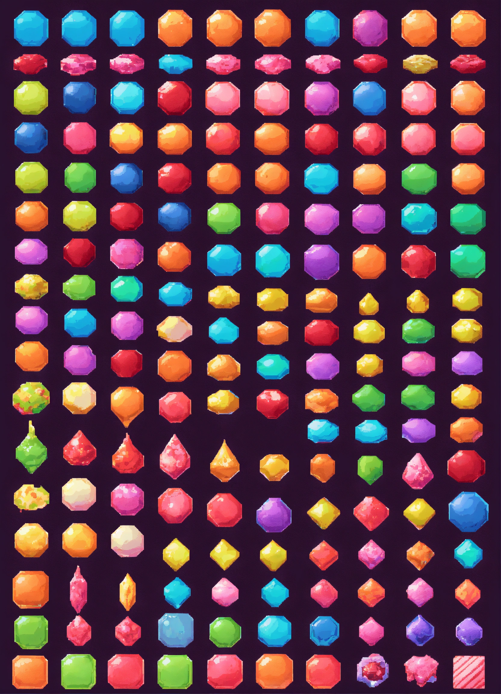 Lexica - Simple pixel sprite concept sheets of gumdrops.
