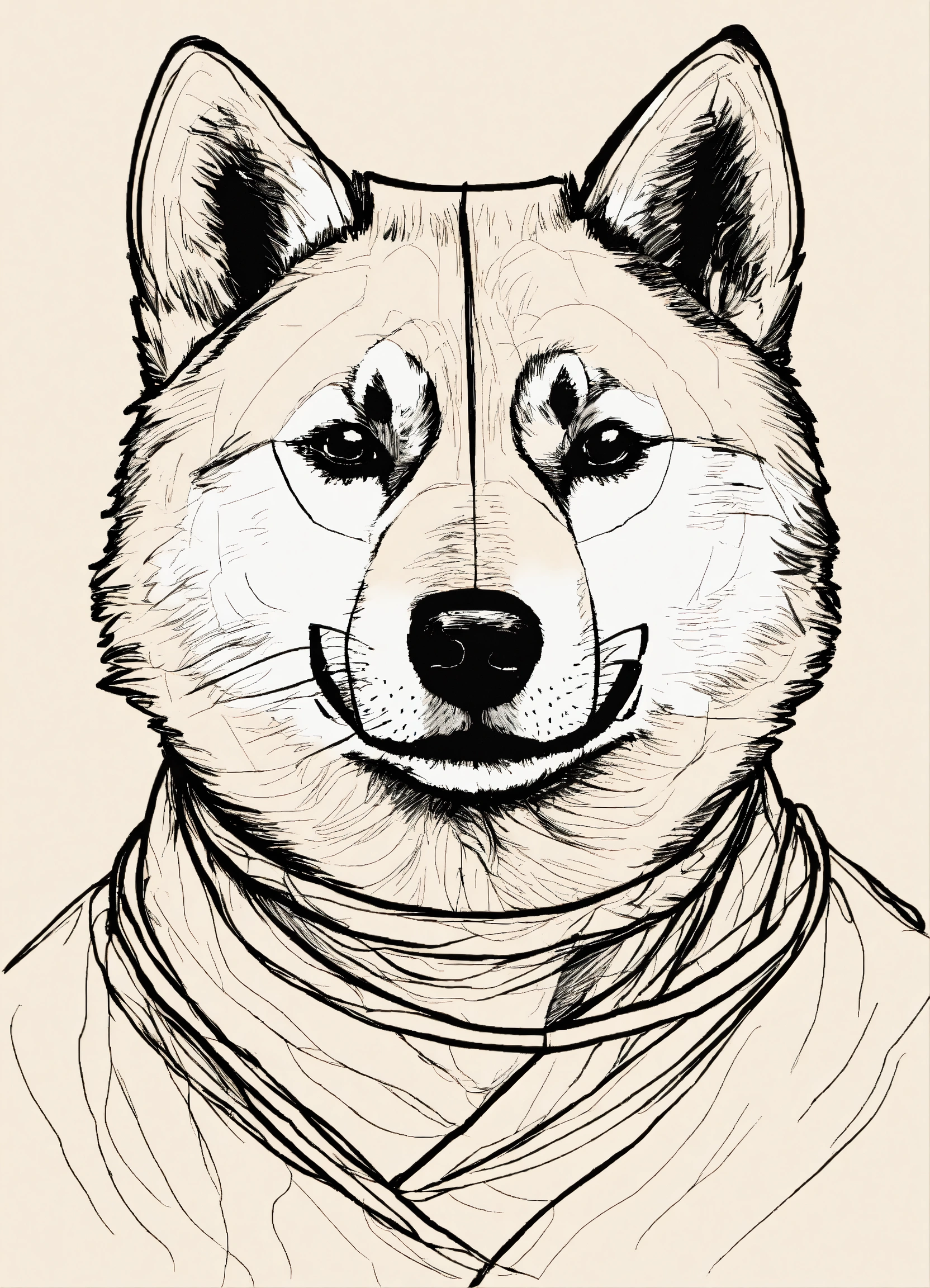 Lexica - Simple scribble line drawing Shiba Inu