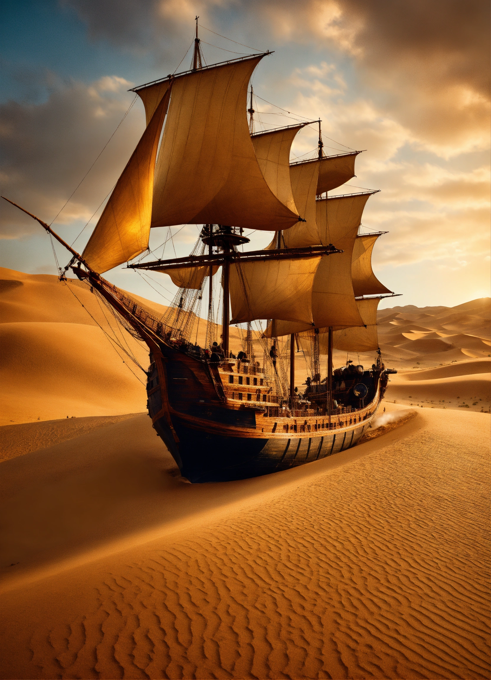 Lexica - The ship is moving forward, creating waves in the sandy sea ...
