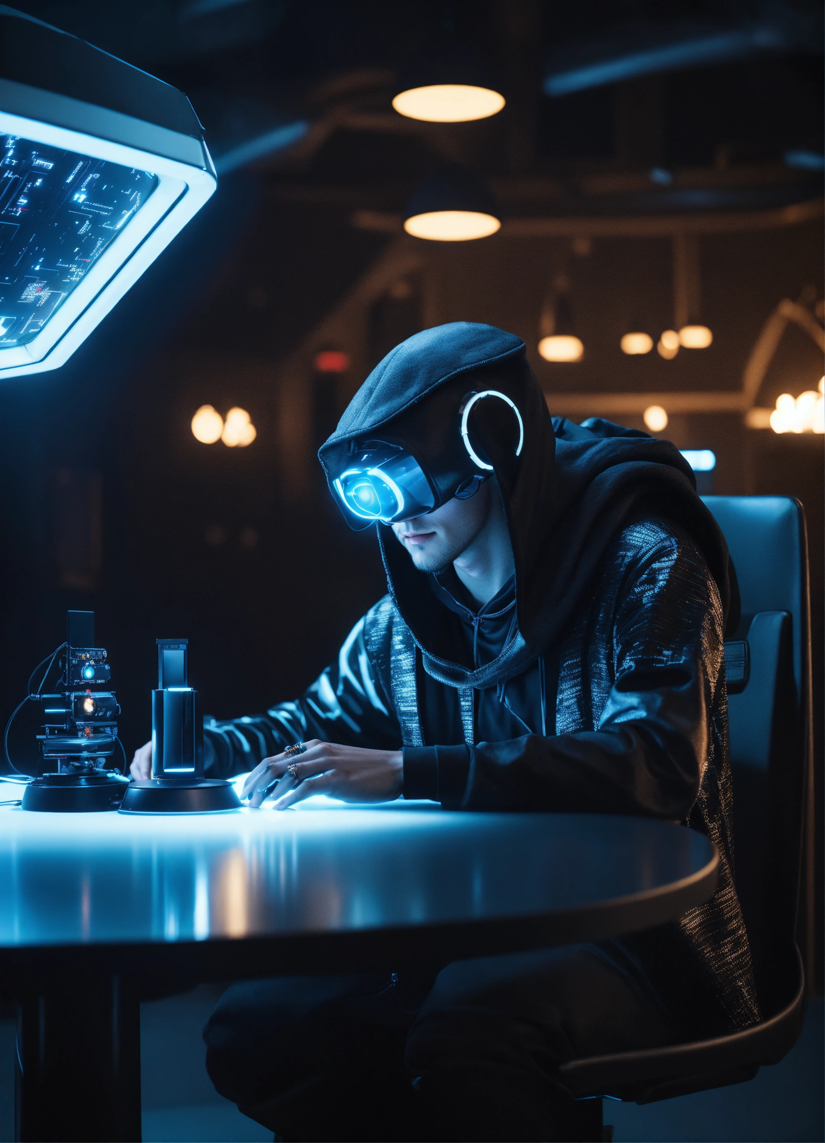 Lexica - Nerdy 25 year old male cyborg hacker wearing futuristic ...