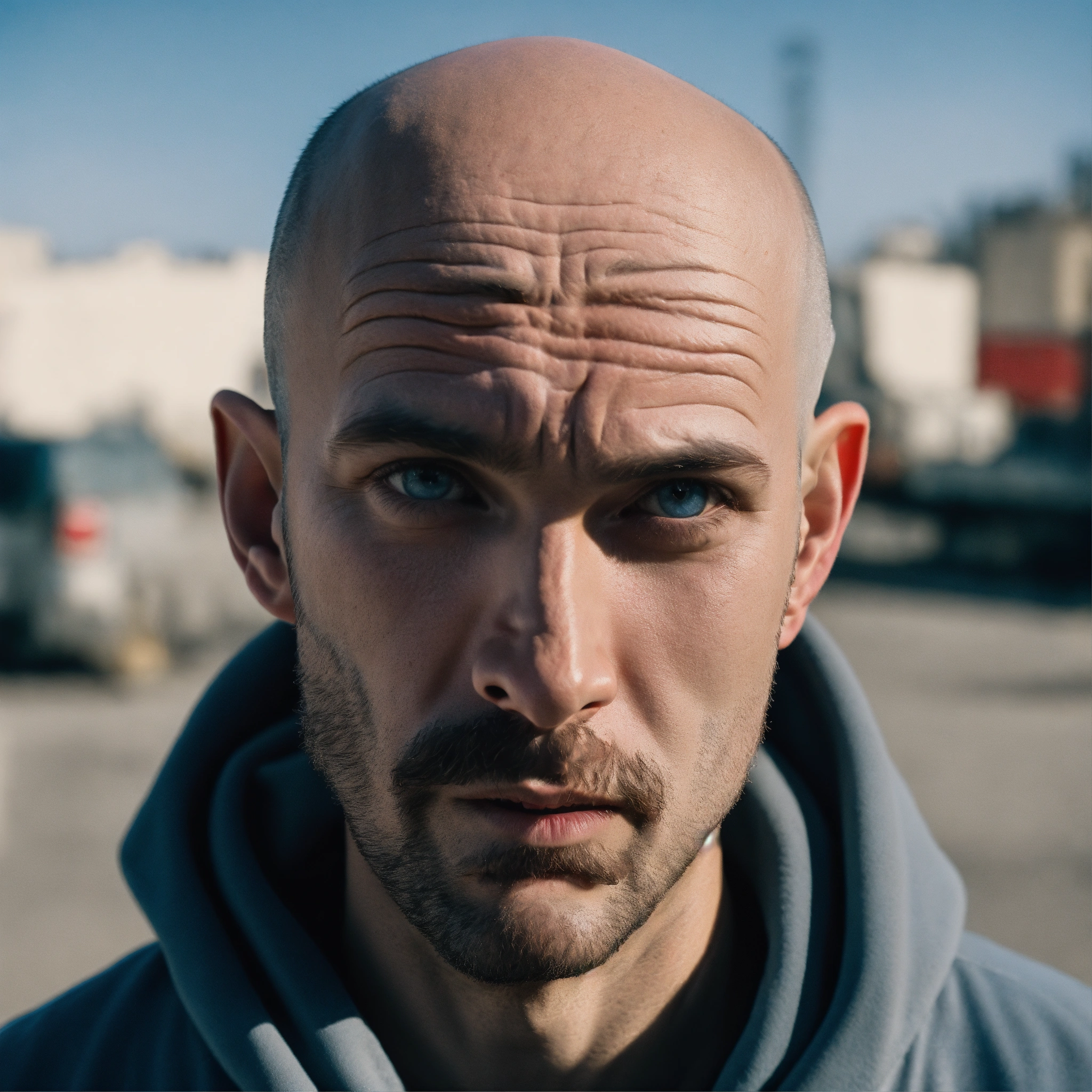 Lexica - A GIANT HOMELESS MAN WITH BALD HEAD, NO MUSTACHE, PROTRUDING ...