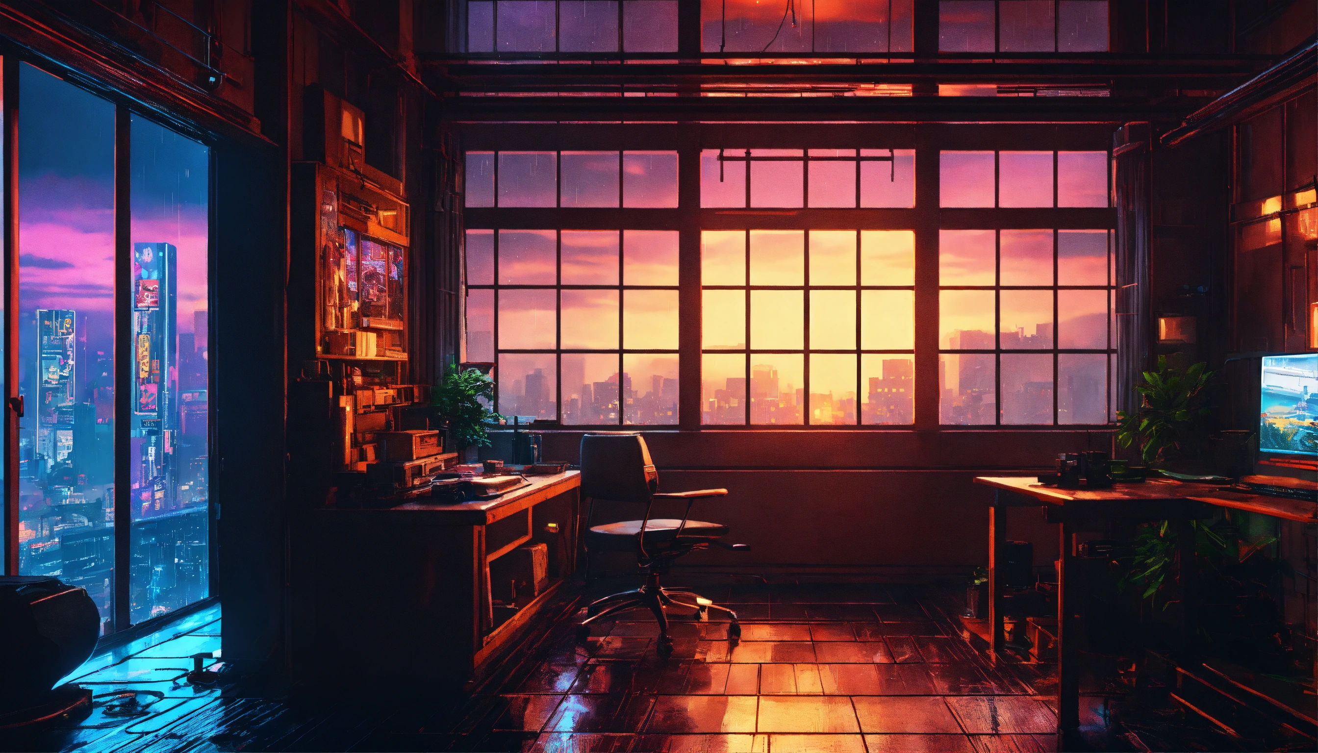 Lexica - Satoru Gojo in Cyberpunk room, rainy outside, big window ...