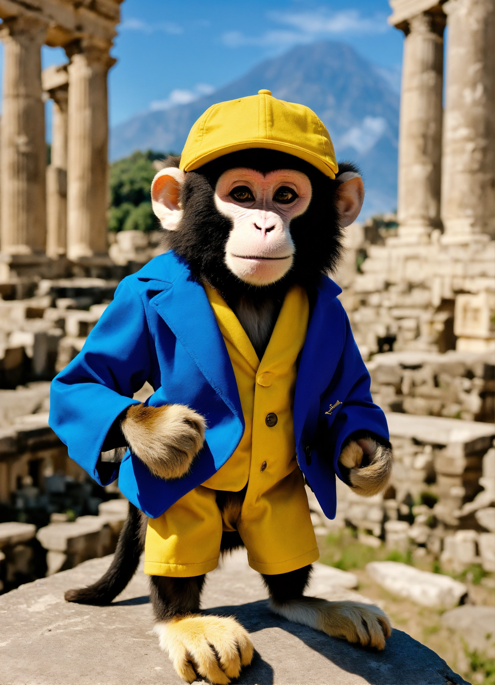 Lexica - Simon the mischievous Monkey in human clothes , blue Jacket ...
