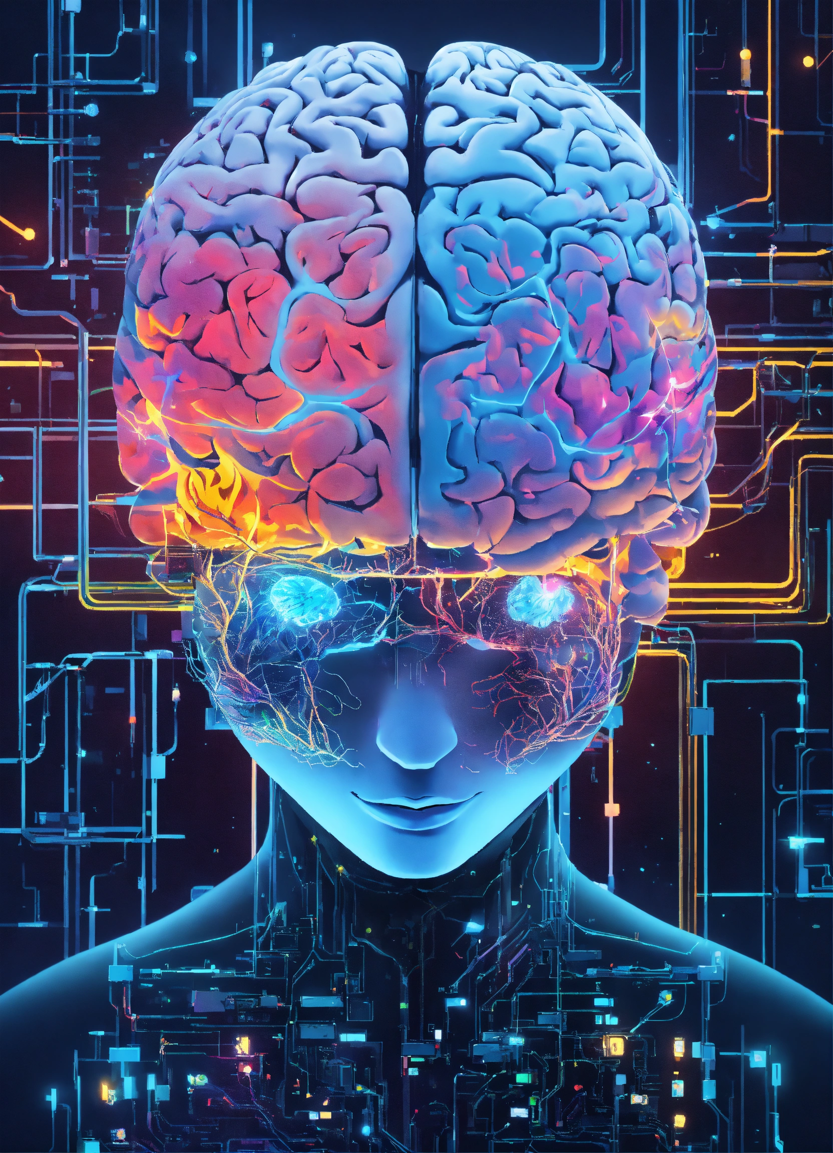 Lexica - Please create an anime brain shown half in a dark side with an ...