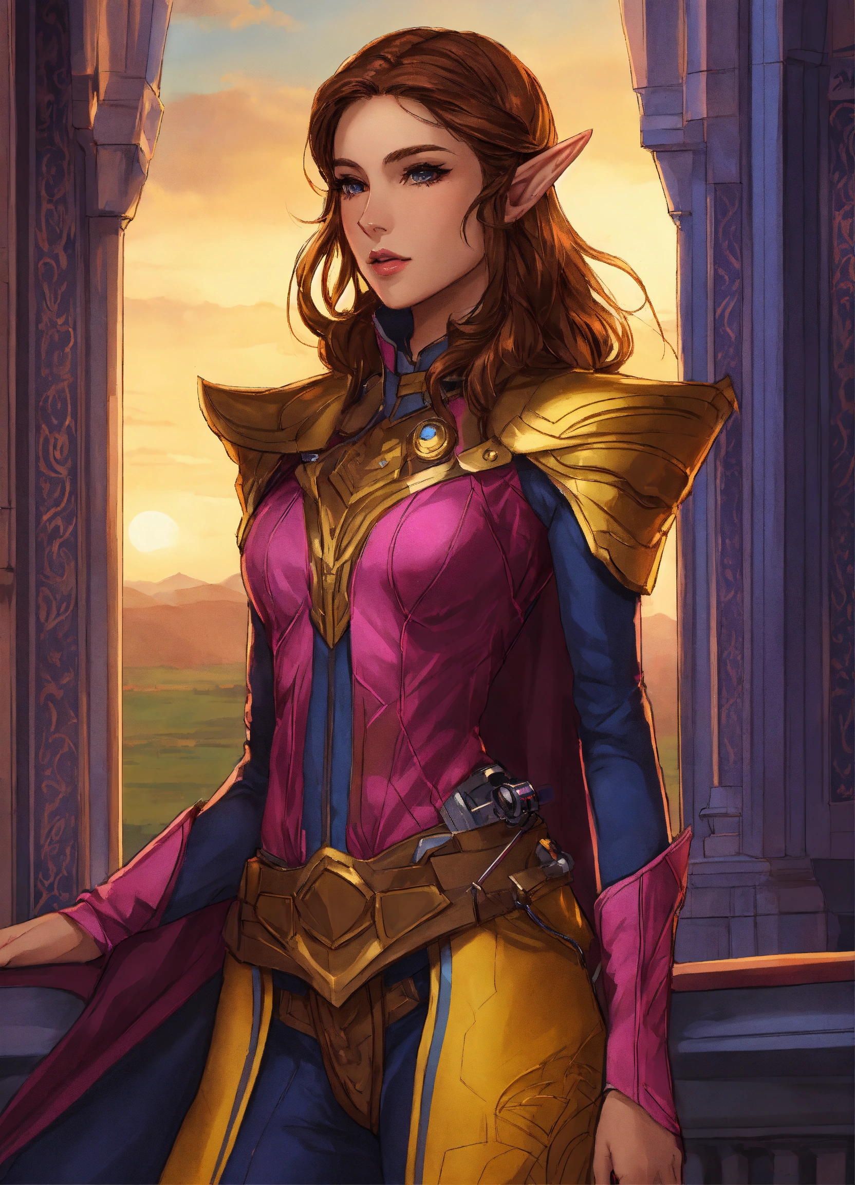 Lexica - Drawing of an elf, royalty, sci fi, cybernetic, magenta and ...