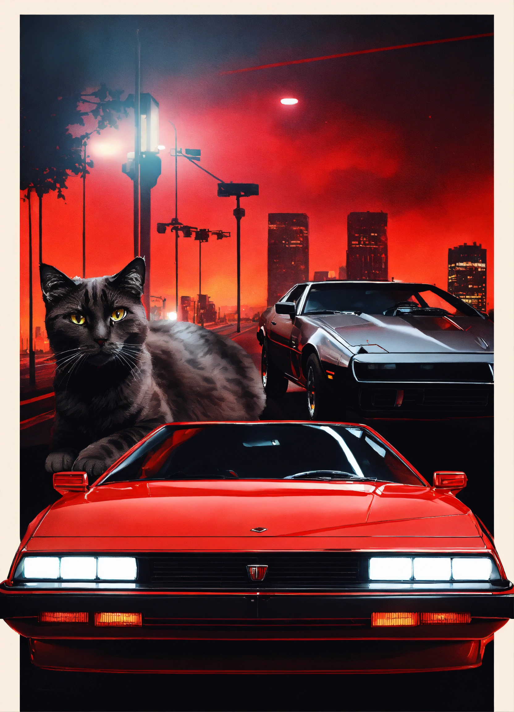 Lexica - Cats Knight Rider car cosplay KITT red light, black car