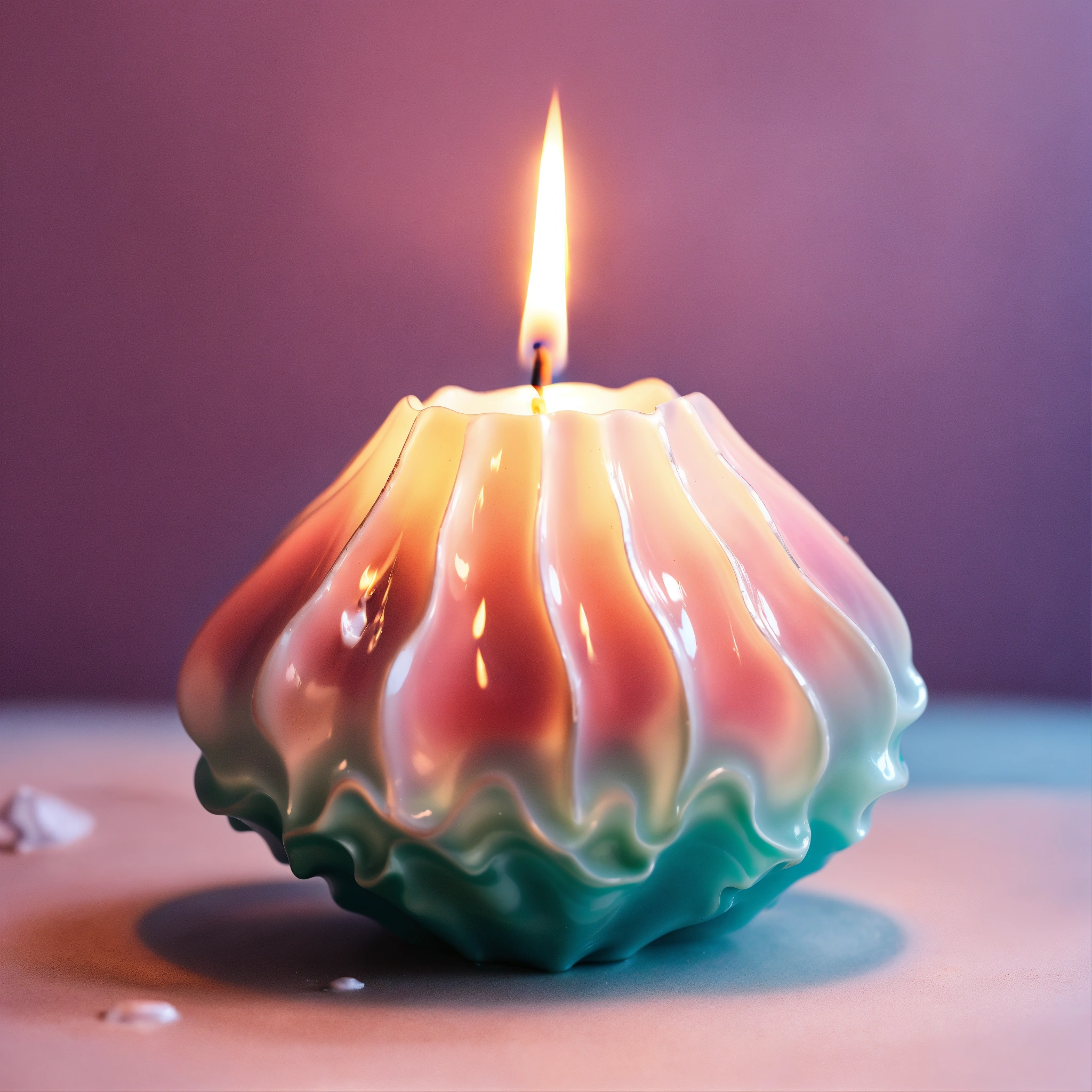 Lexica - Melting candle, shaped as little sea shell, pastel style
