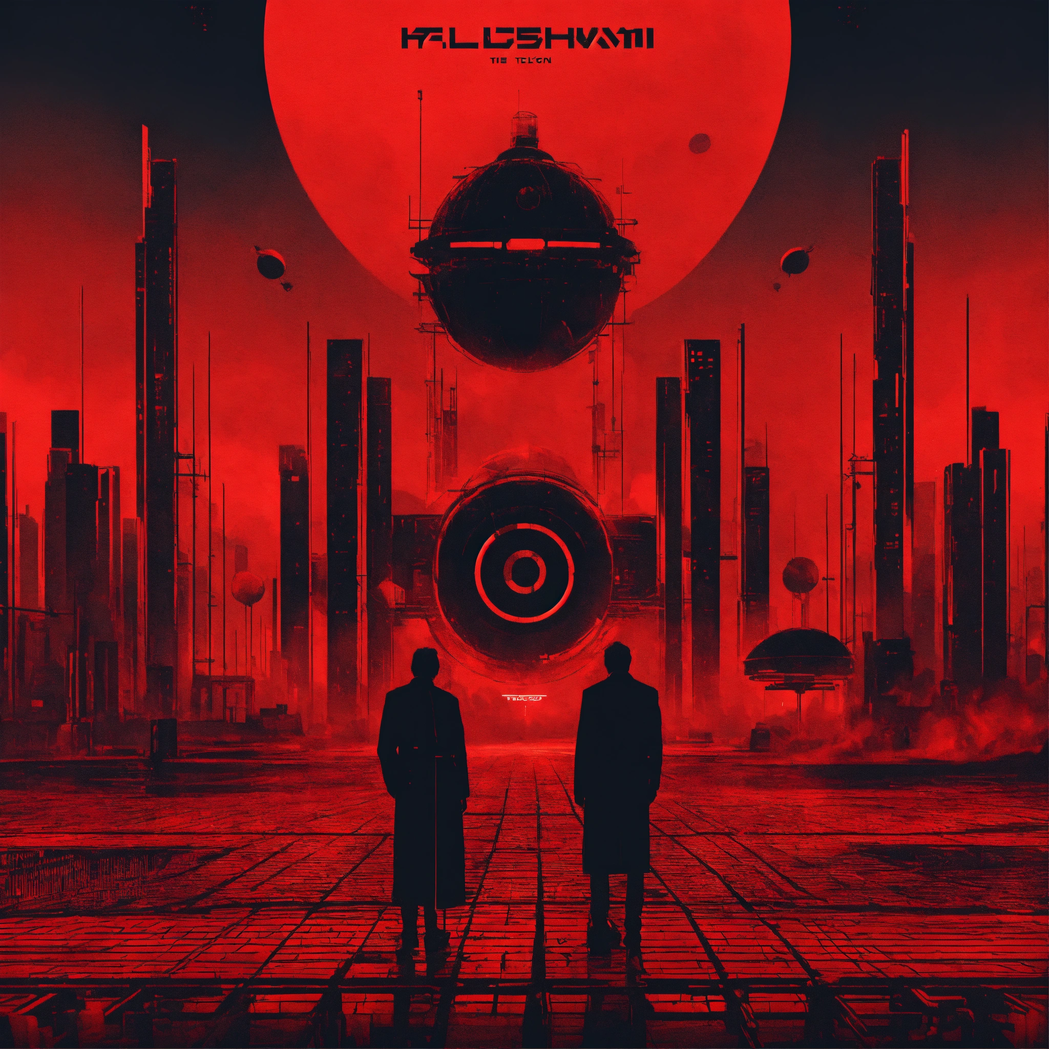 Lexica - A futuristic techno album cover with red and black colours.