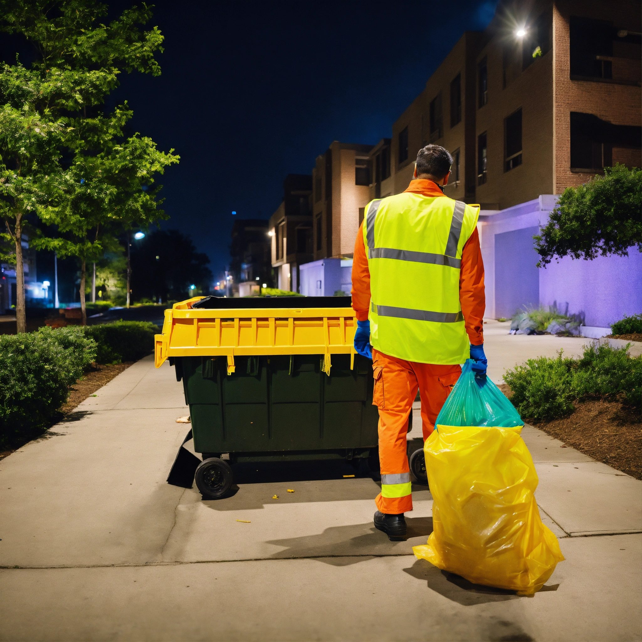 Lexica - A photo of a man in a high-visibility vest taking out the ...