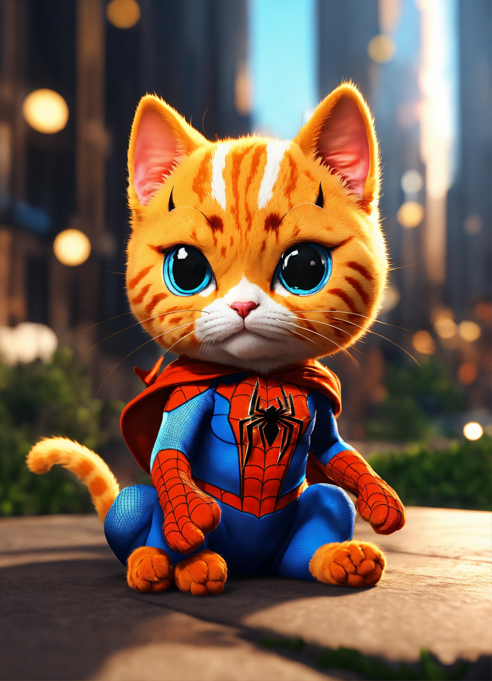 Lexica - Spiderman but orange cute cat, unreal engine render, 8k